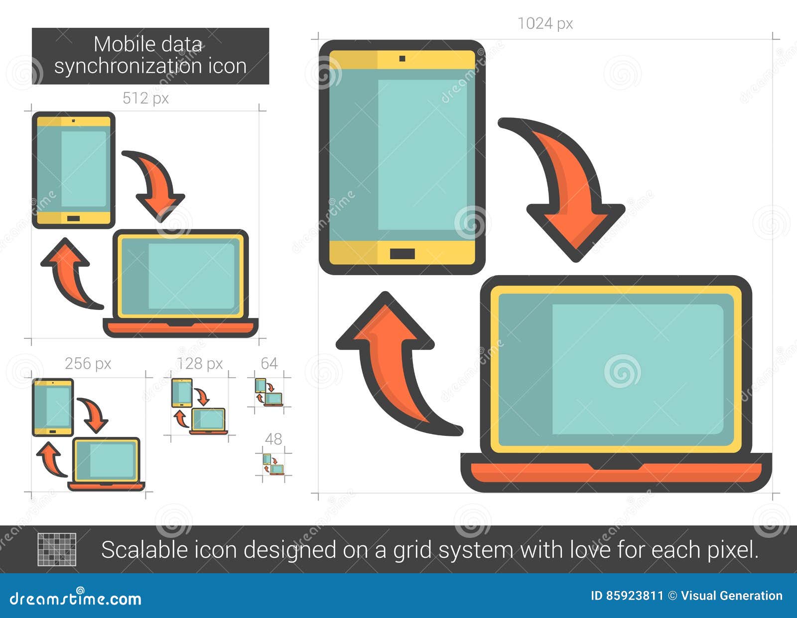 Mobile Data Synchronization Line Icon. Stock Vector - Illustration of ...