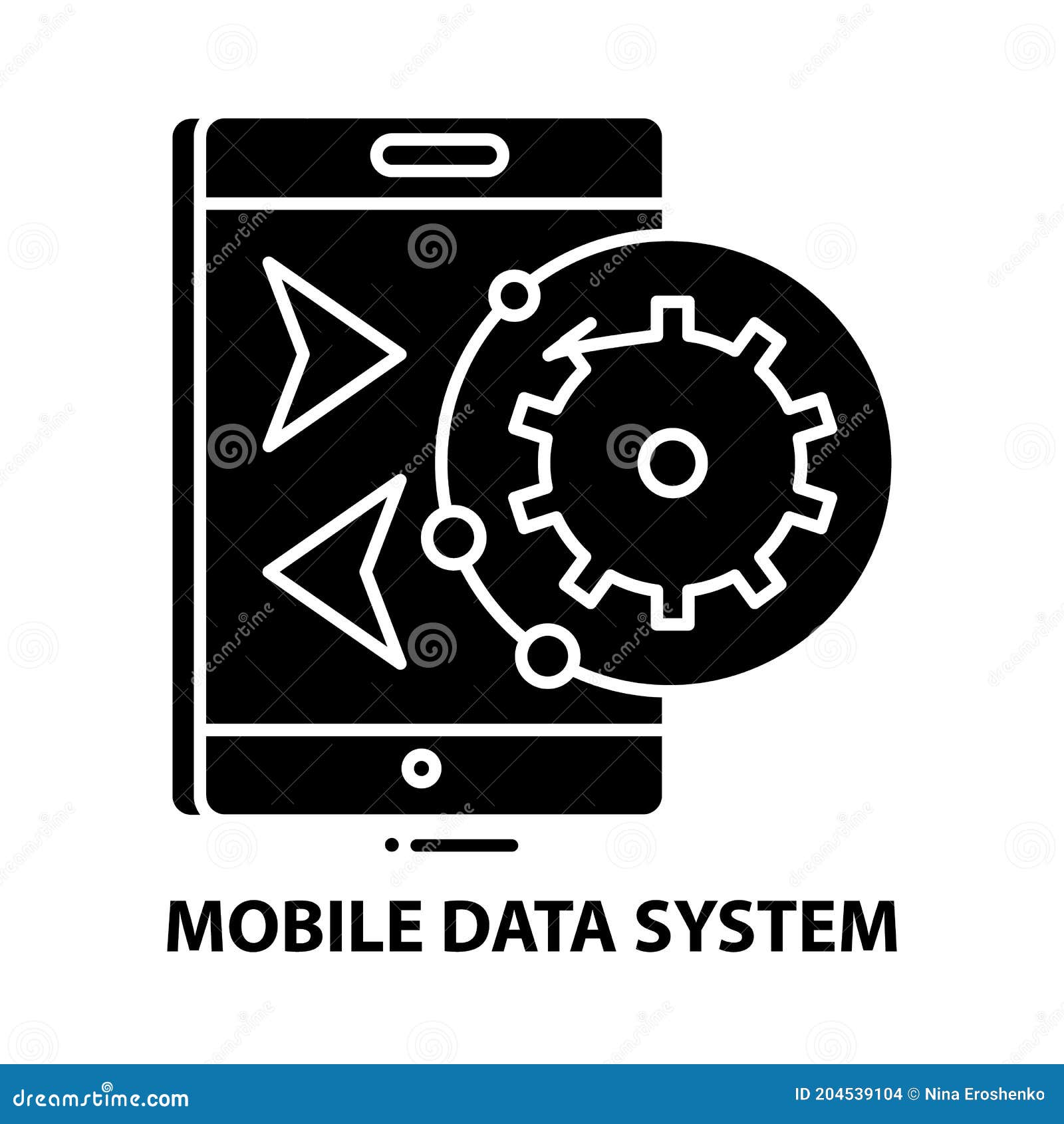 Mobile Data System Icon, Black Vector Sign with Editable Strokes ...