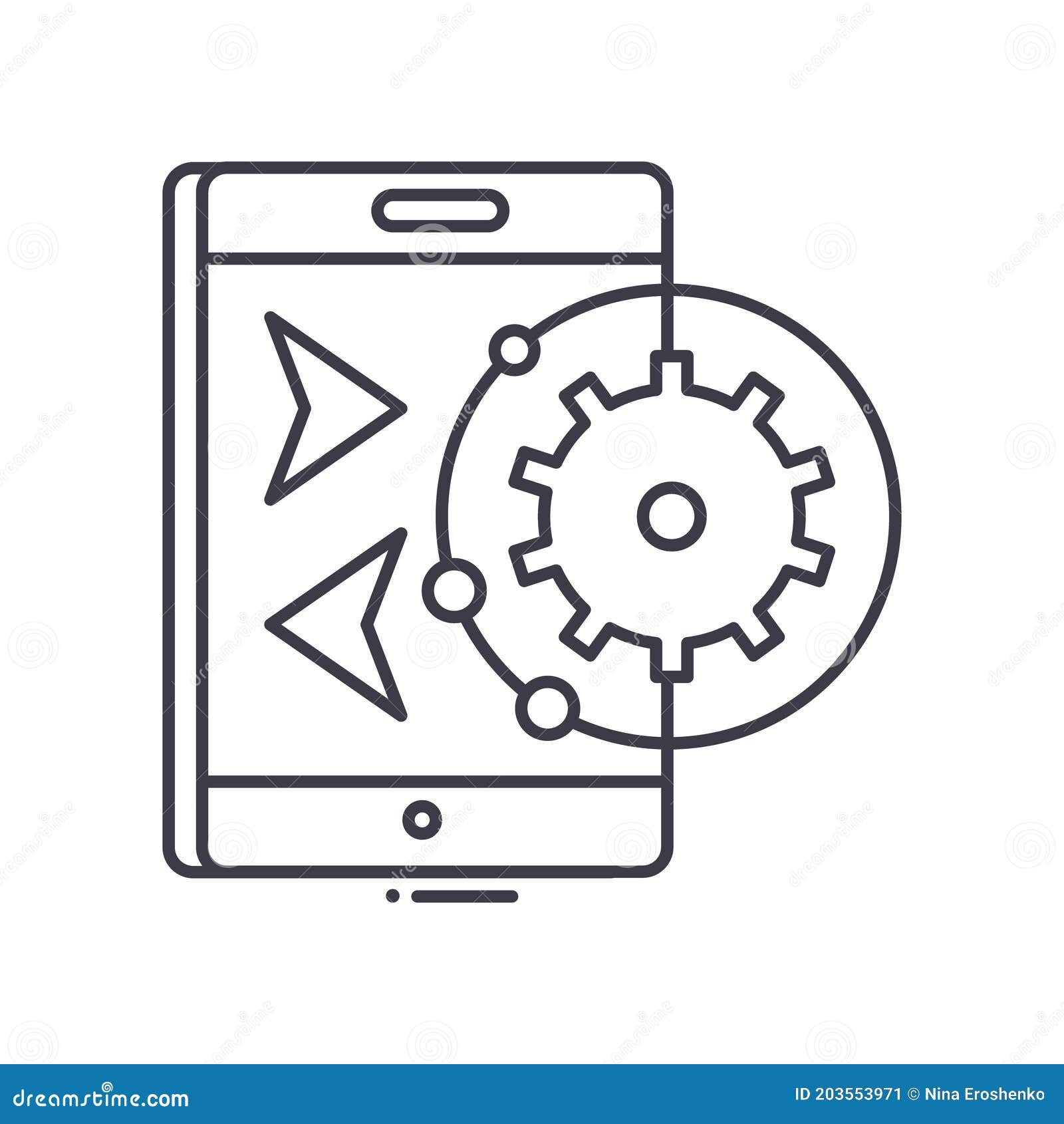 Mobile Data System Icon, Linear Isolated Illustration, Thin Line Vector ...