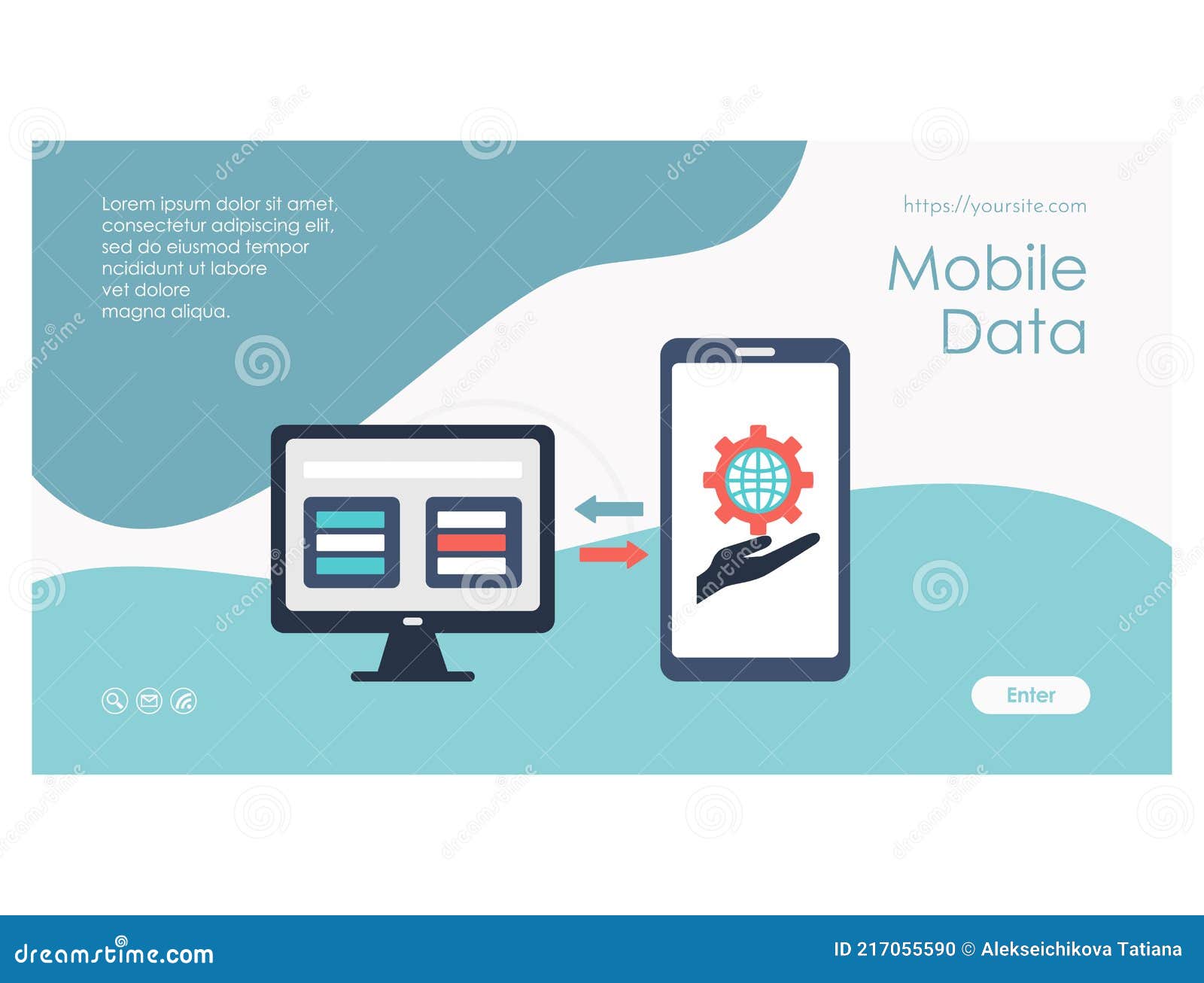 Mobile Data Web Banner Flat Design Template Stock Vector - Illustration ...