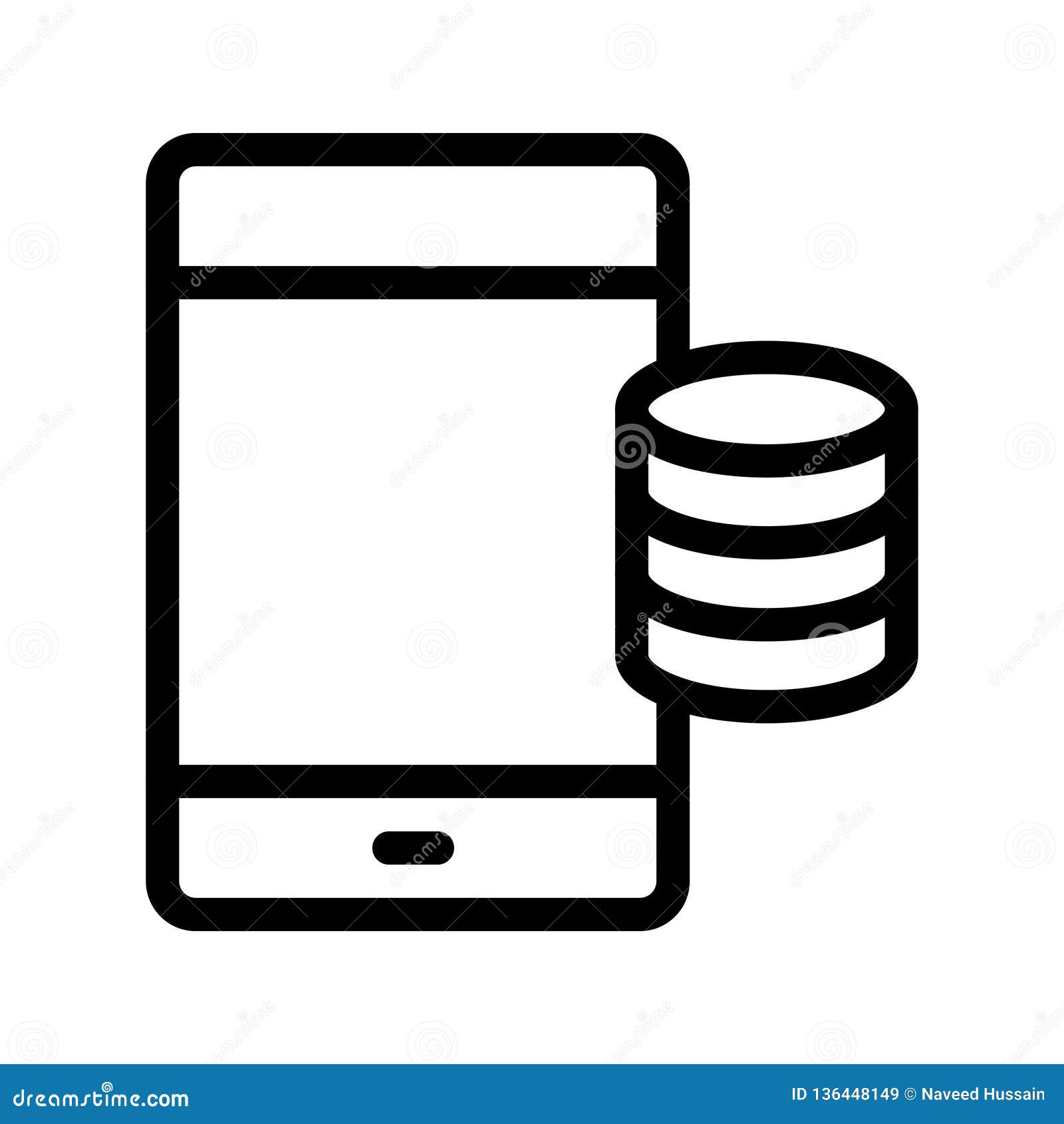Mobile Database Vector Line Icon Stock Vector - Illustration of line ...
