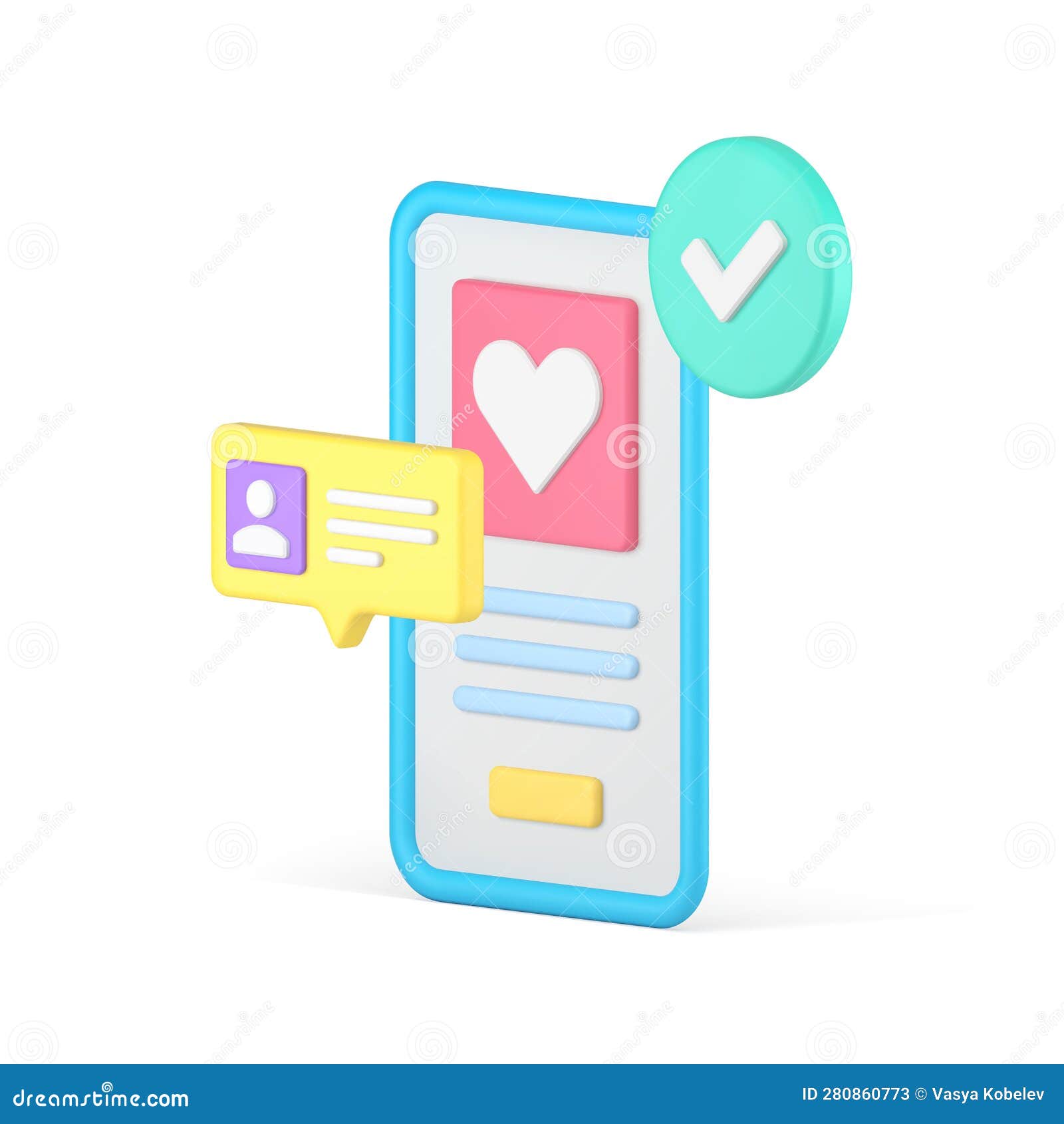 Mobile Date Application Personal Profile Chat Identification Isometric ...