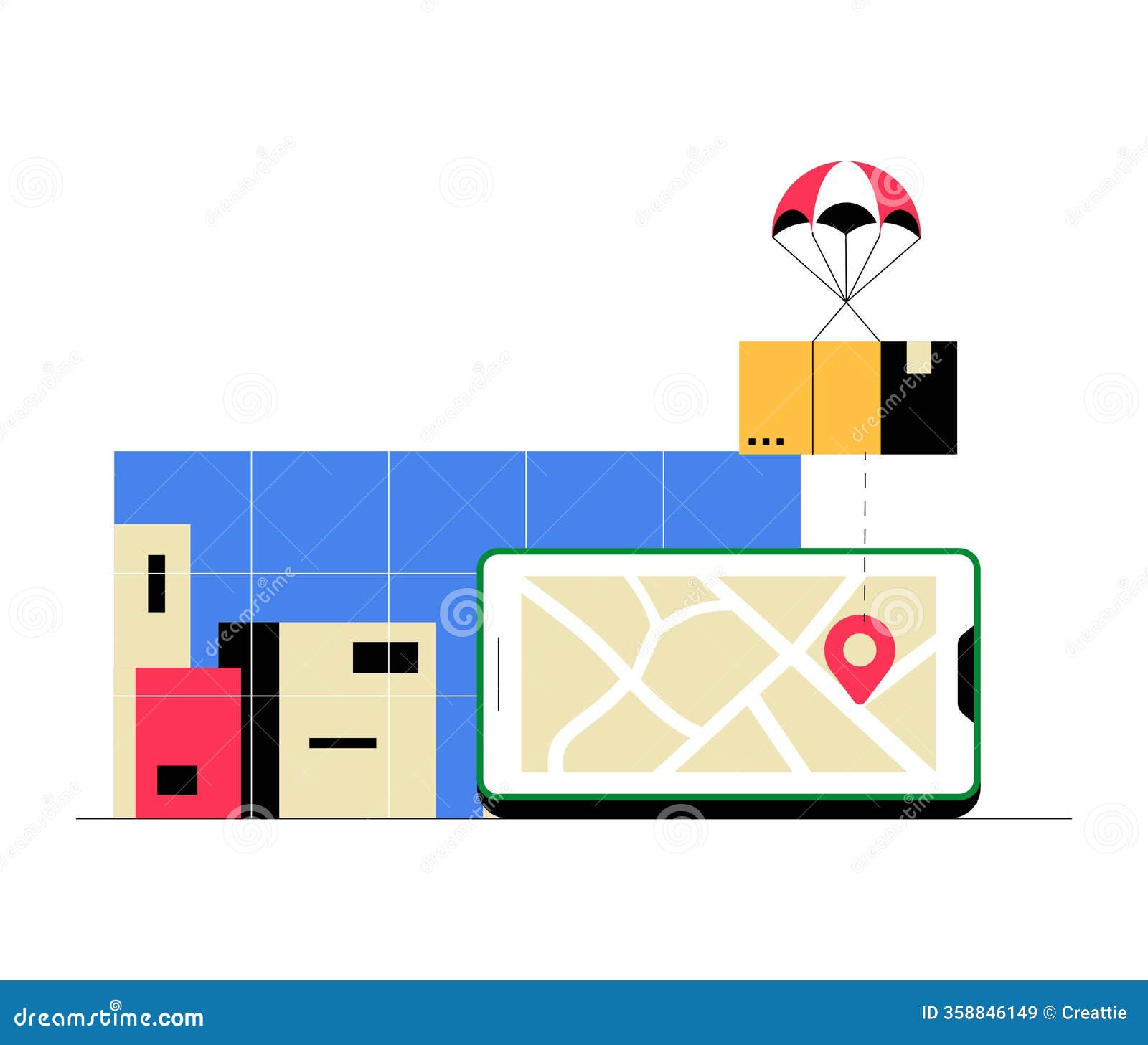 Mobile Delivery Tracking System in Flat Vector Illustration Symbolizing ...