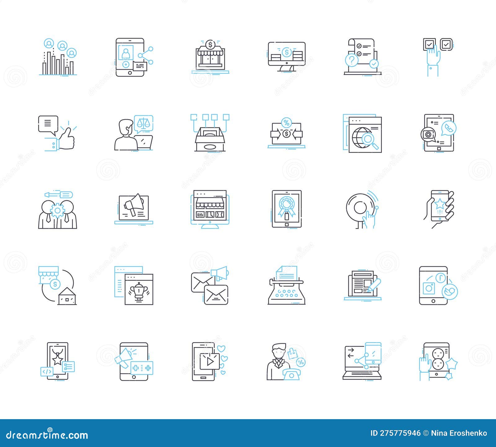 Mobile Design Linear Icons Set Responsive Interface User Friendly