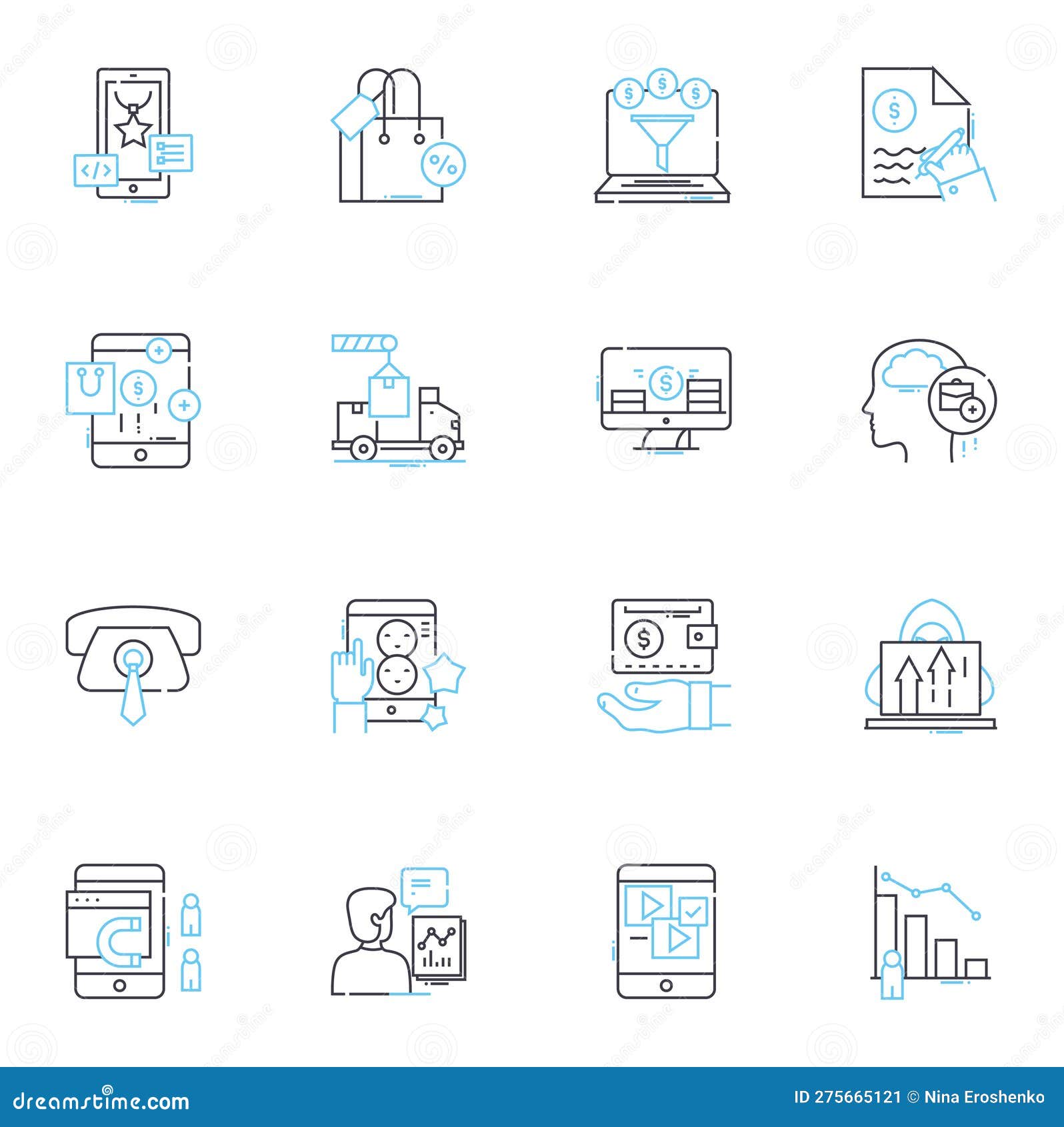Mobile Design Linear Icons Set Responsive Interface User Friendly
