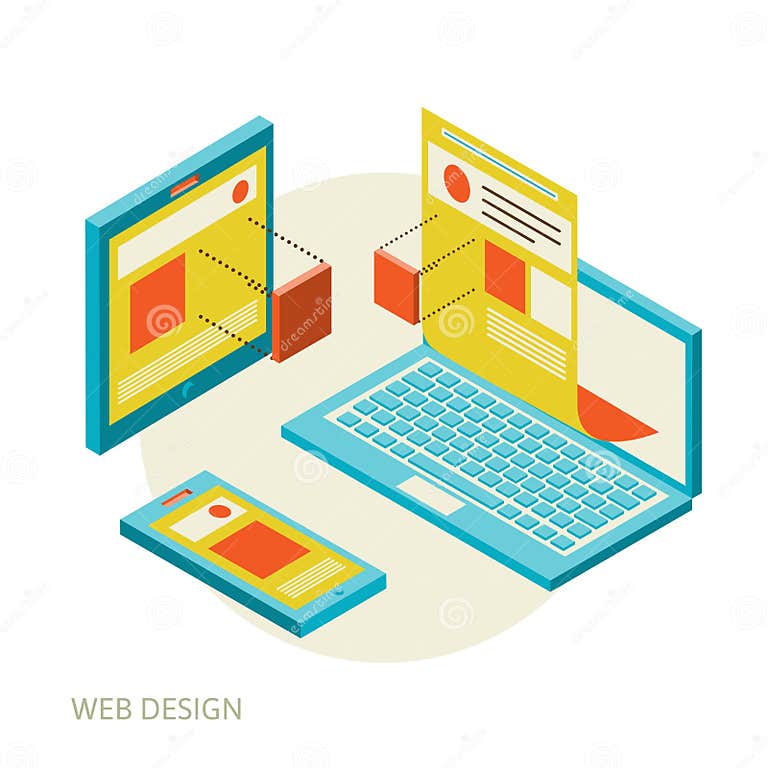 Mobile and Desktop Website Design Development Stock Vector ...