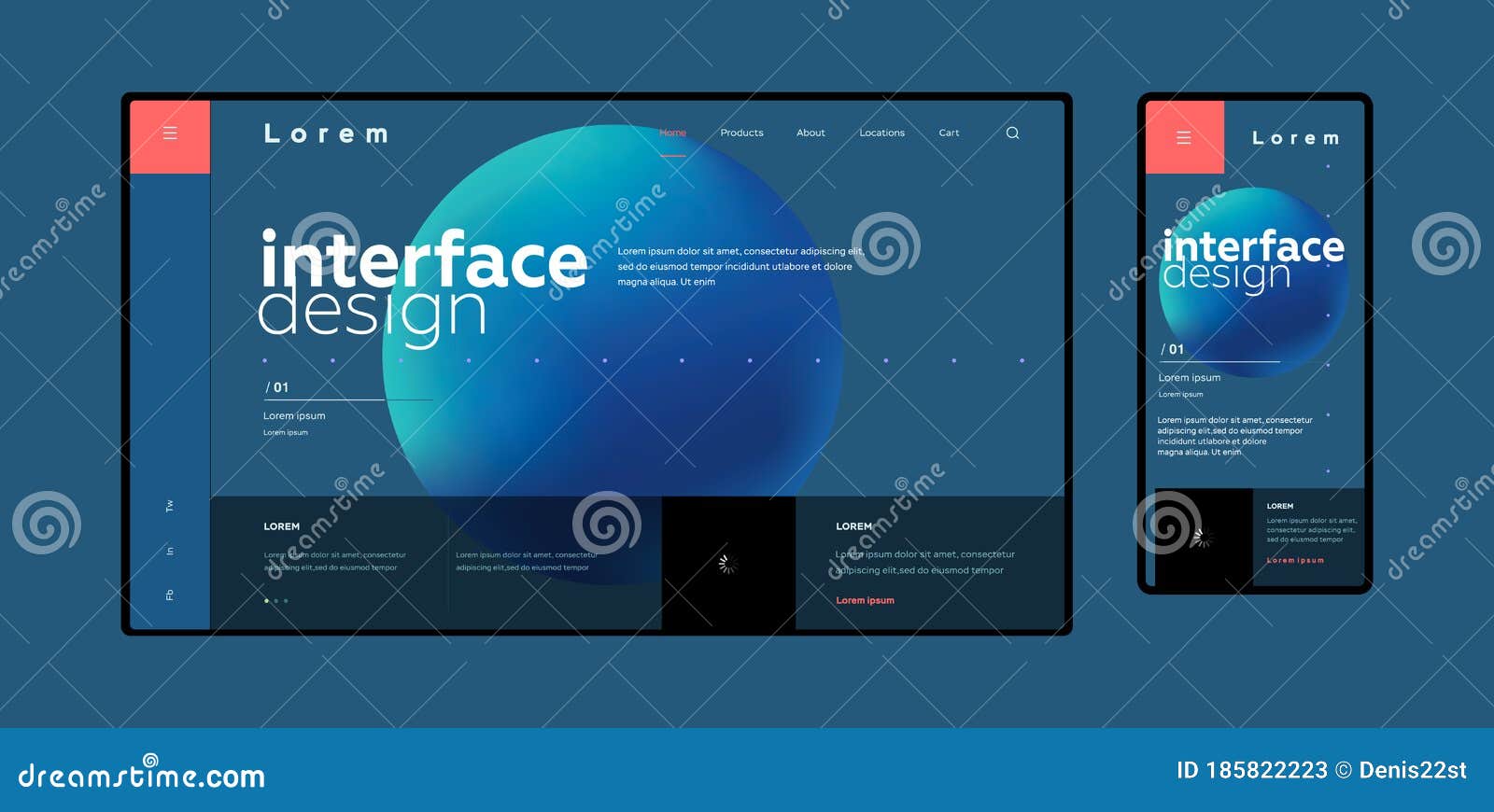 Mobile and Desktop Website Template and Interface Design with Abstract ...