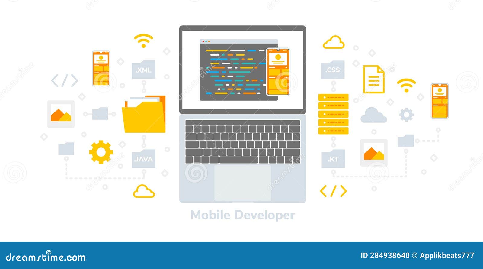 Mobile Developer Flat Vector Illustration, Suitable for Web Banners ...