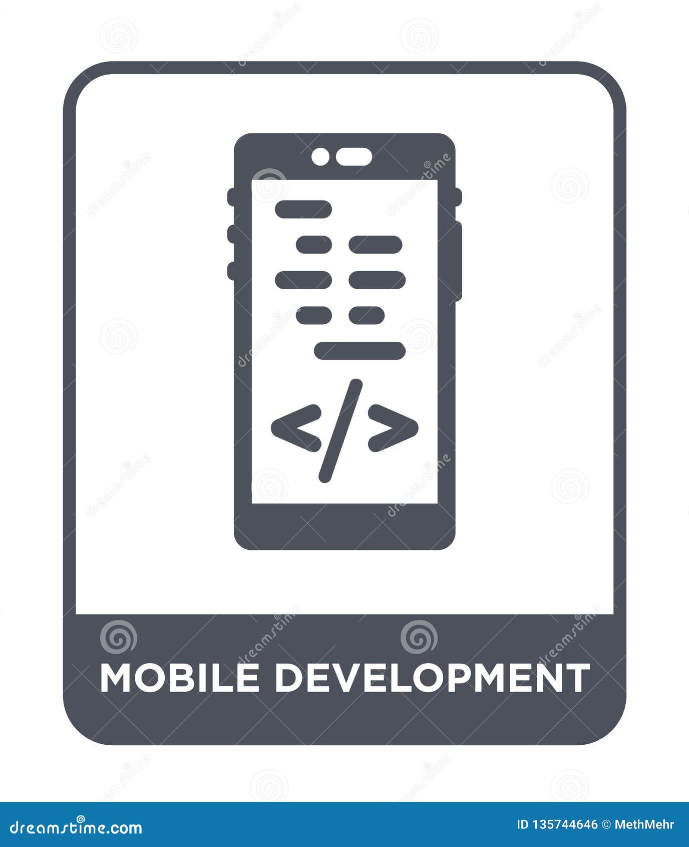 Mobile Development Icon in Trendy Design Style. Mobile Development Icon ...