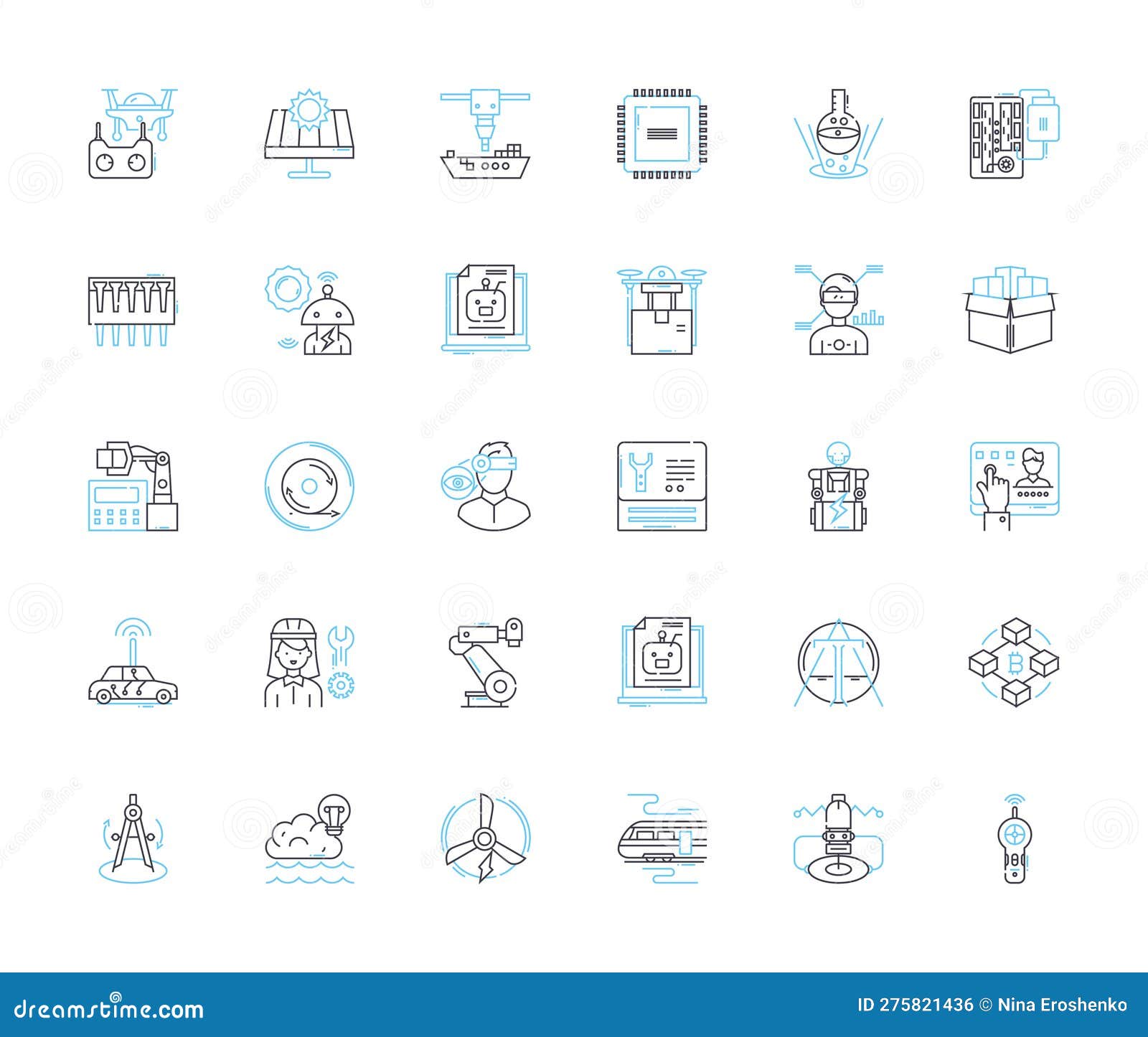 Mobile Development Linear Icons Set Android Ios Cross Platform Swift Kotlin Flutter