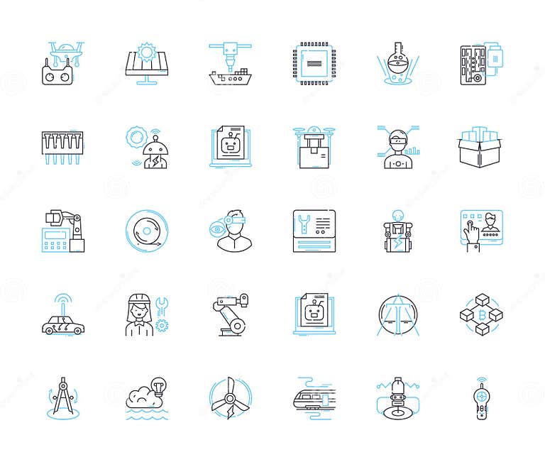 Mobile Development Linear Icons Set Android Ios Cross Platform Swift Kotlin Flutter