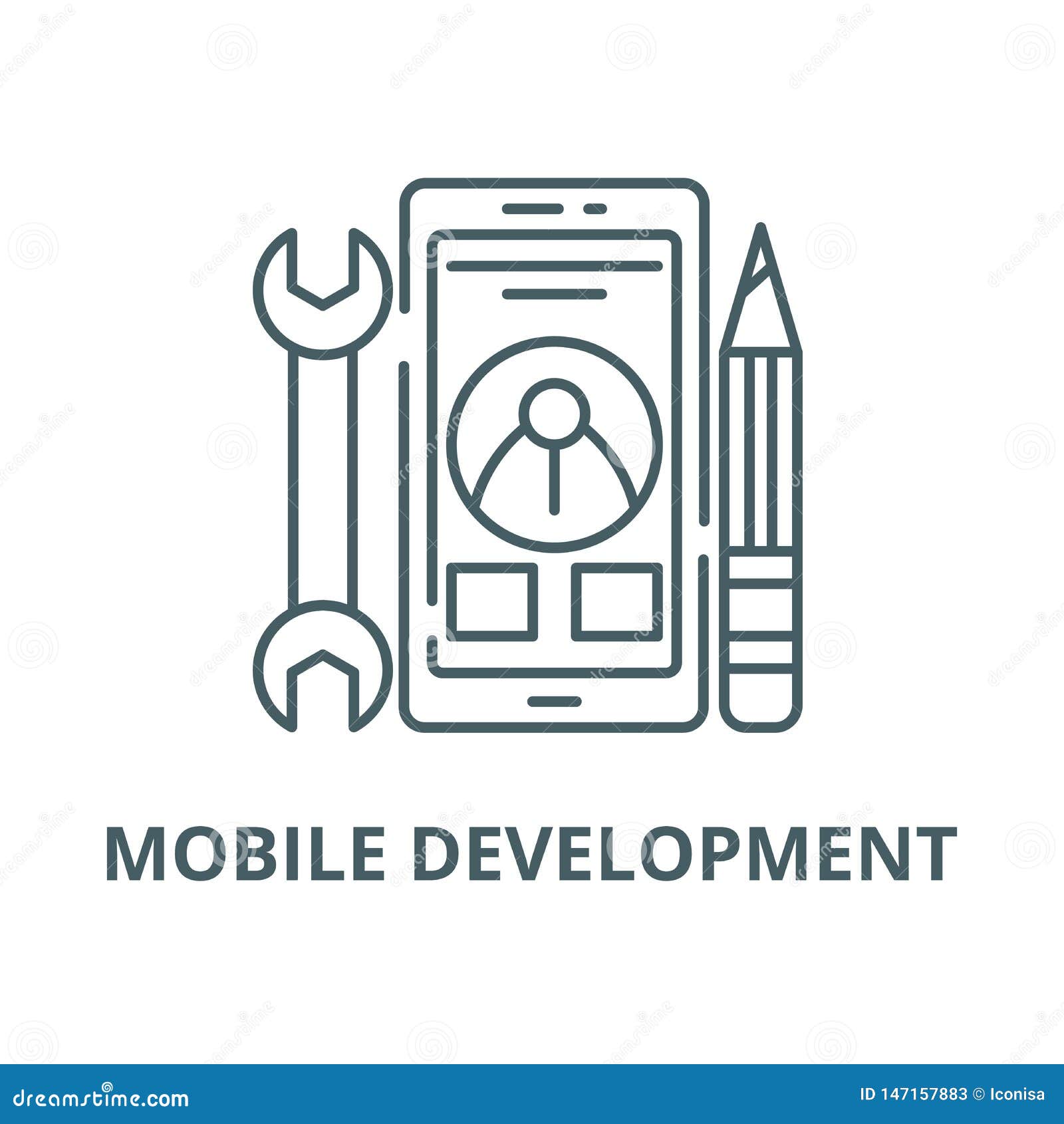 Mobile Development Vector Line Icon, Linear Concept, Outline Sign ...