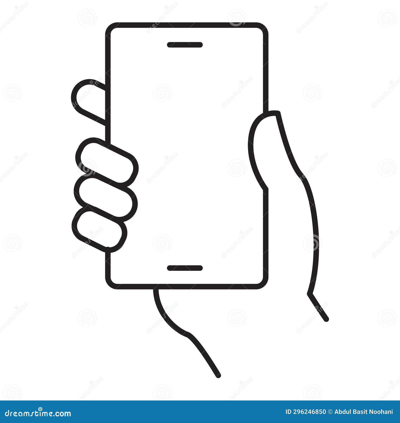 Mobile Device in Hand. Smartphone Holding Icon. Handheld Technology ...