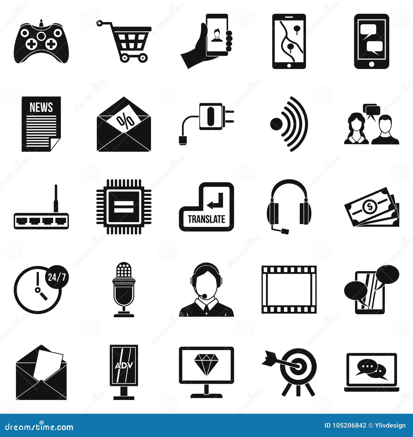 Mobile Device Icons Set, Simple Style Stock Vector - Illustration of ...
