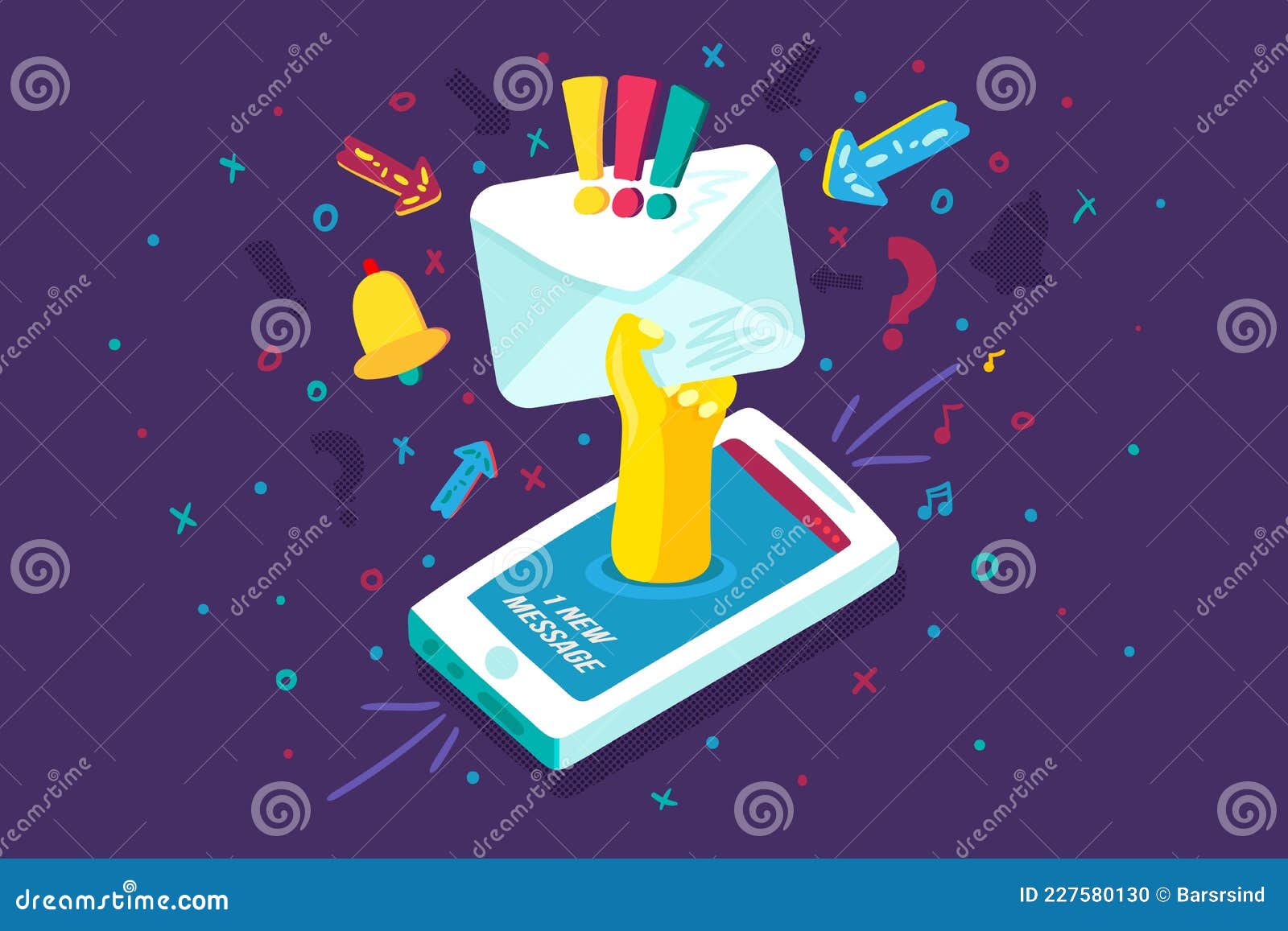 Mobile Device Notification Communication Vector Stock Illustration ...