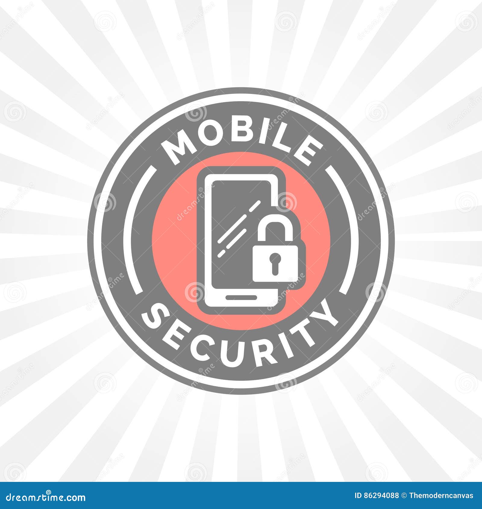 Mobile Device Security Icon with Padlock and Smartphone Symbol Stock ...