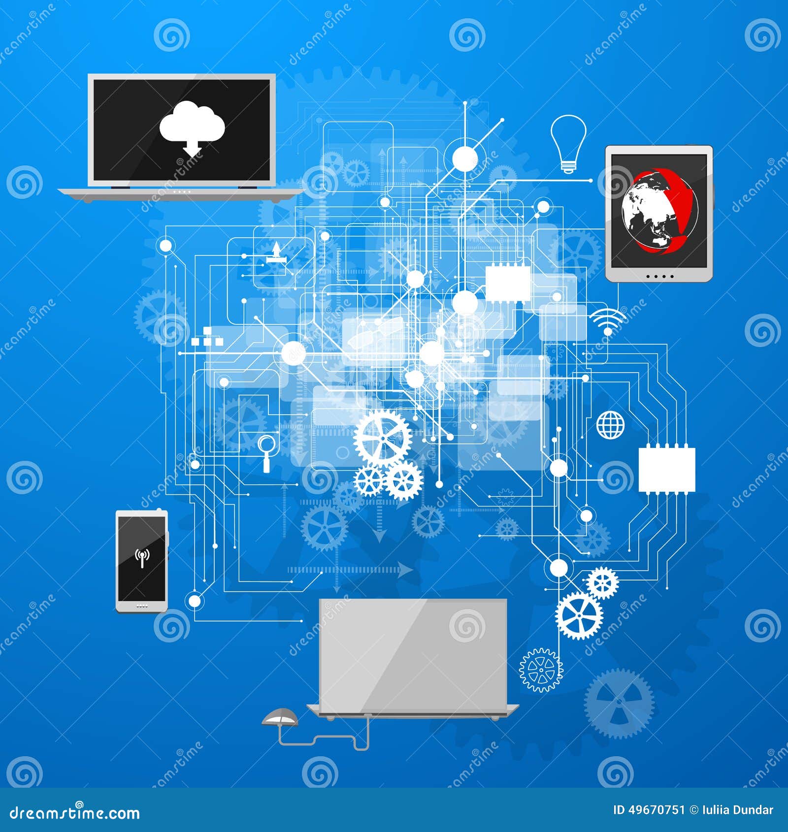 Mobile Device with a Set of Flat Icons Stock Vector - Illustration of ...