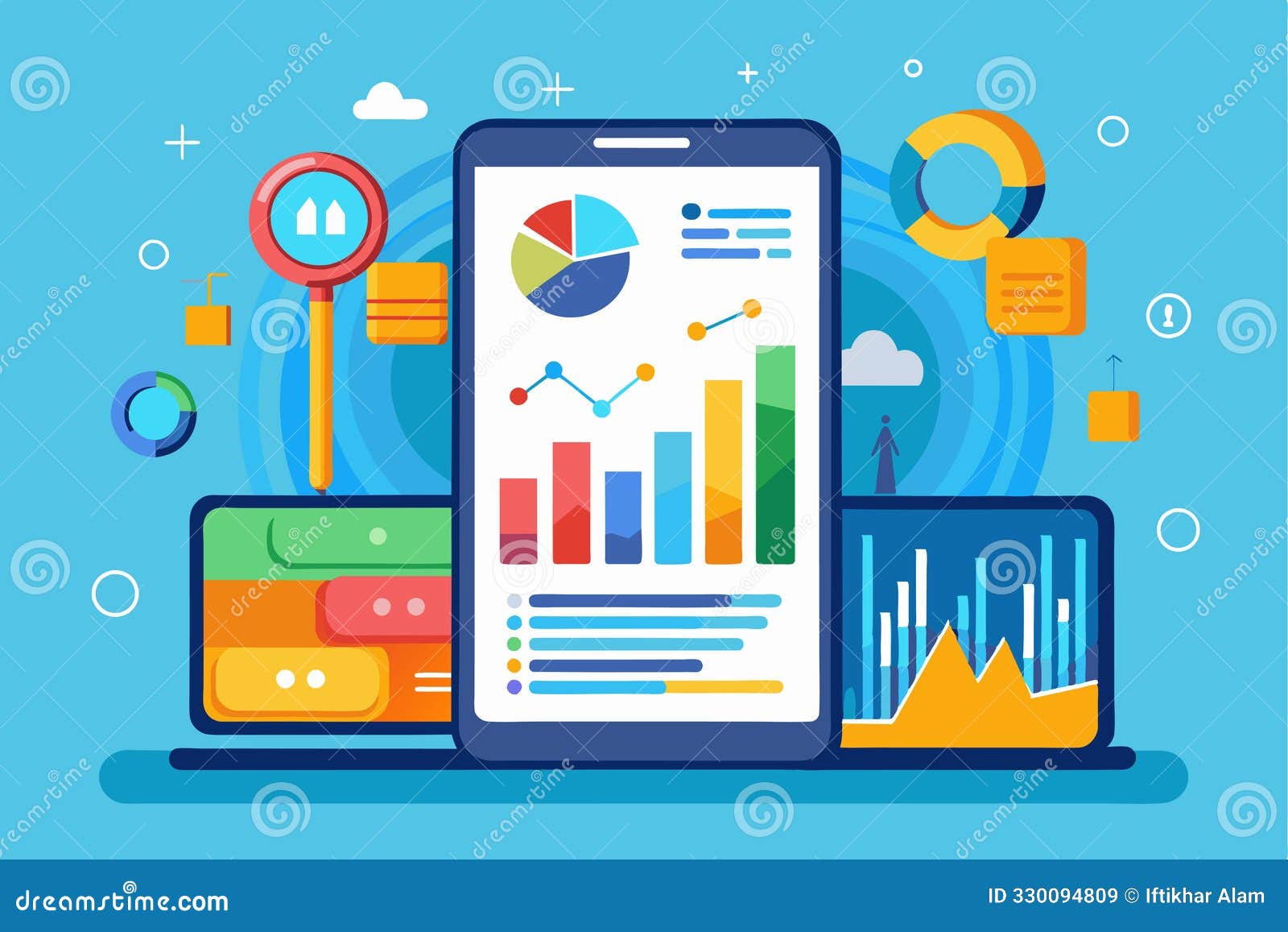 A Mobile Device Showcases Various Graphs and Charts Illustrating Big ...