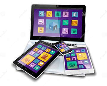 MOBILE DEVICES Flat Design Metro Design Stock Illustration ...