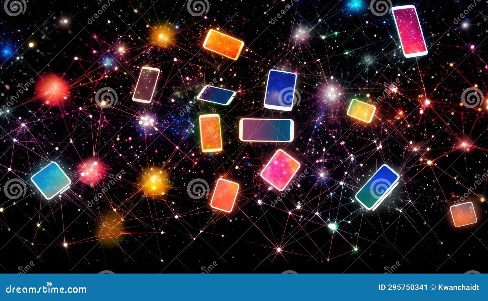 Mobile Devices Forming a Colorful Constellation, Symbolizing the ...
