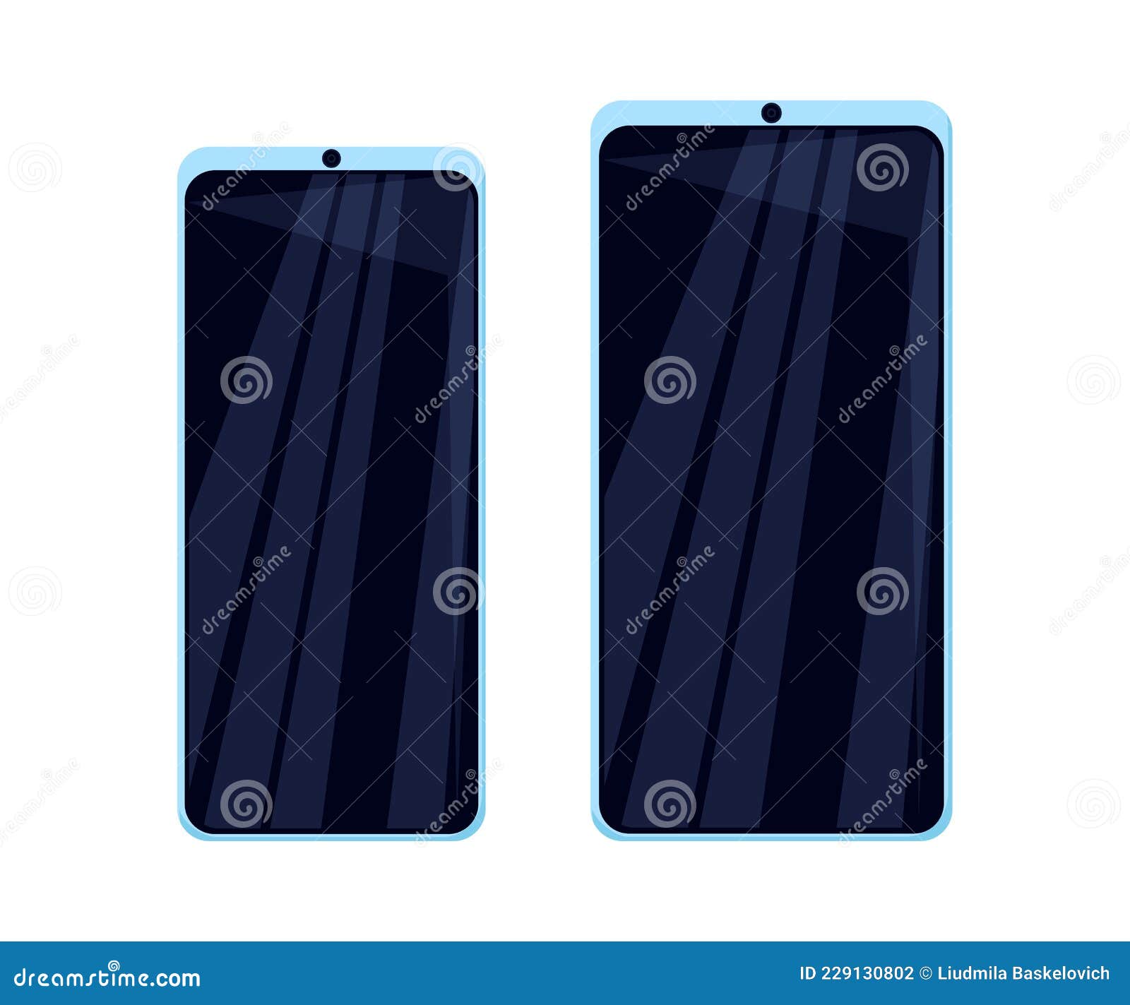 Set Of Smartphones. Front And Back View Illustrations Cartoon Vector ...