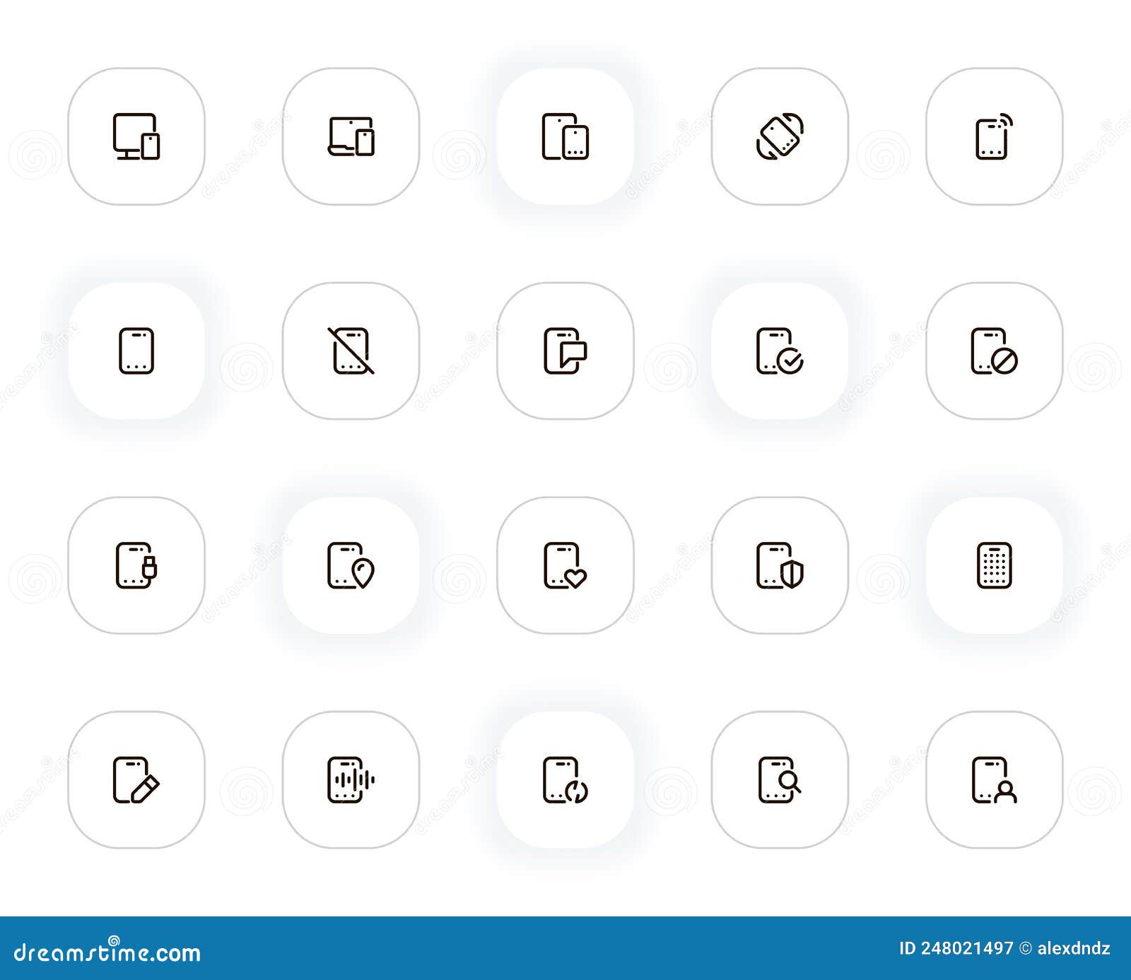 Mobile Devices Line Icons Set. Editable Stroke. 24x24 Pixel Perfect ...