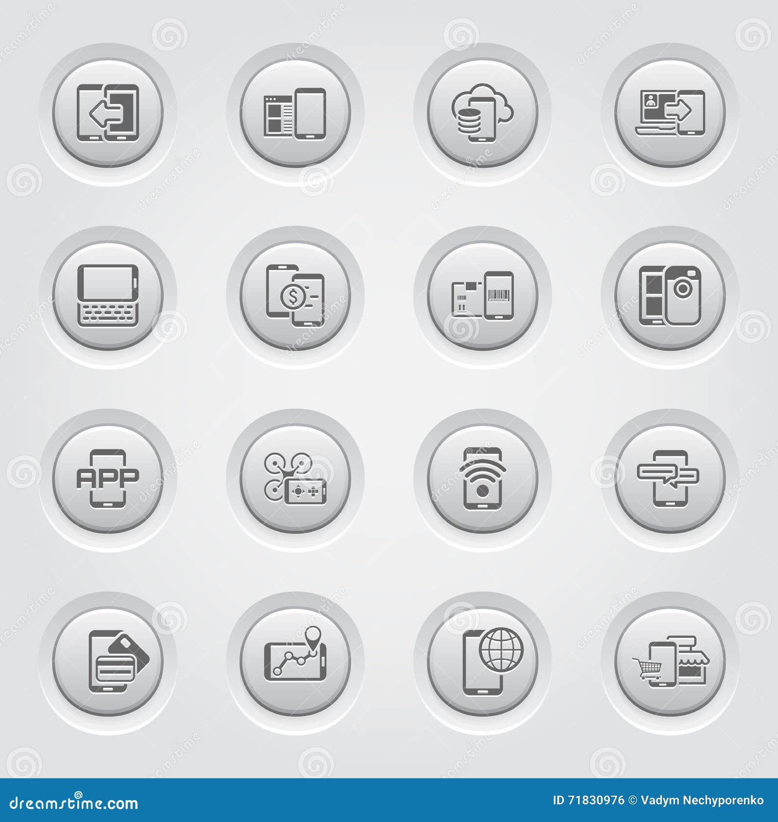 Mobile Devices and Services Icons Set Stock Vector - Illustration of ...