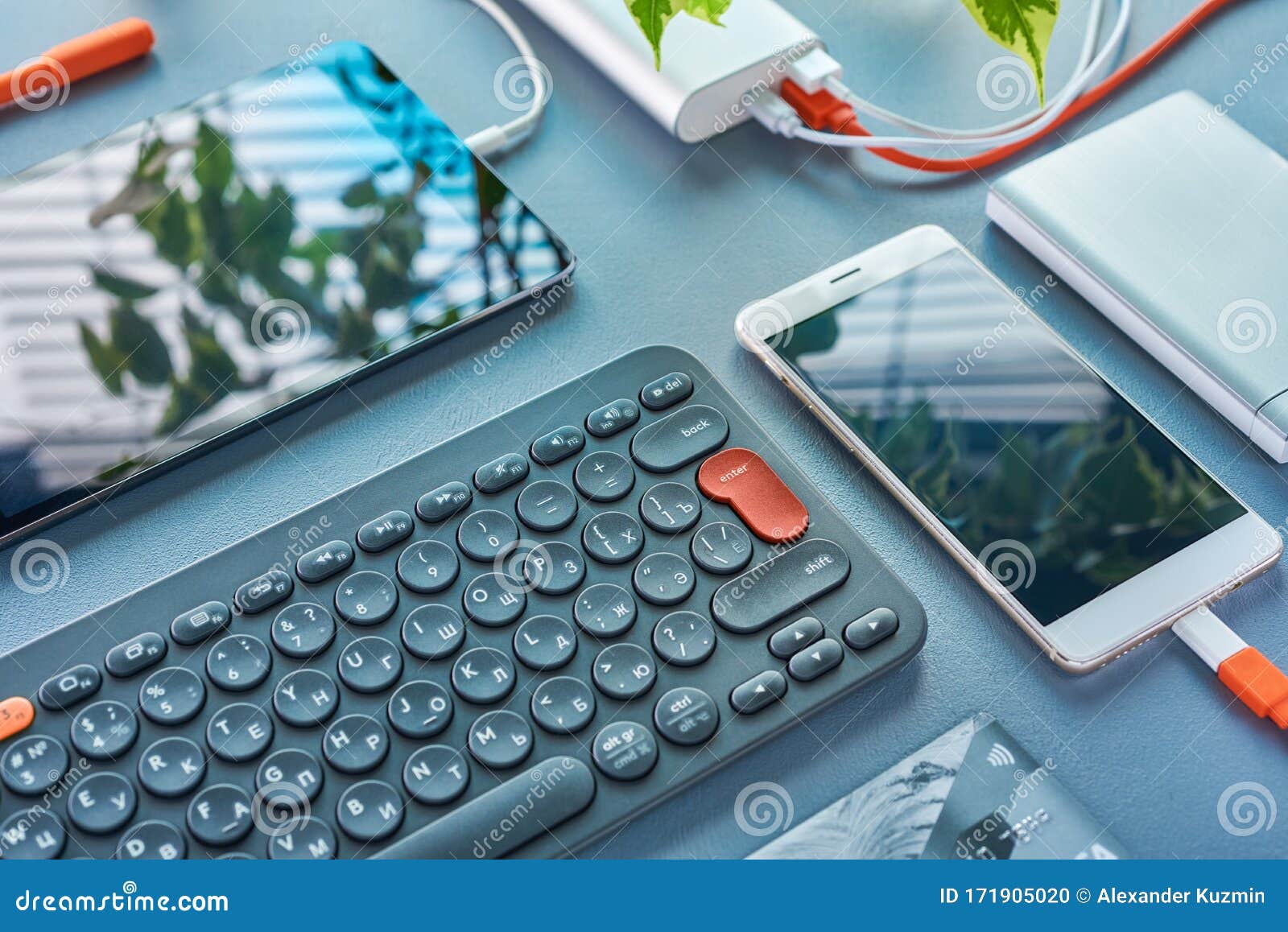 Mobile Devices on the Table Stock Photo - Image of charge, device ...