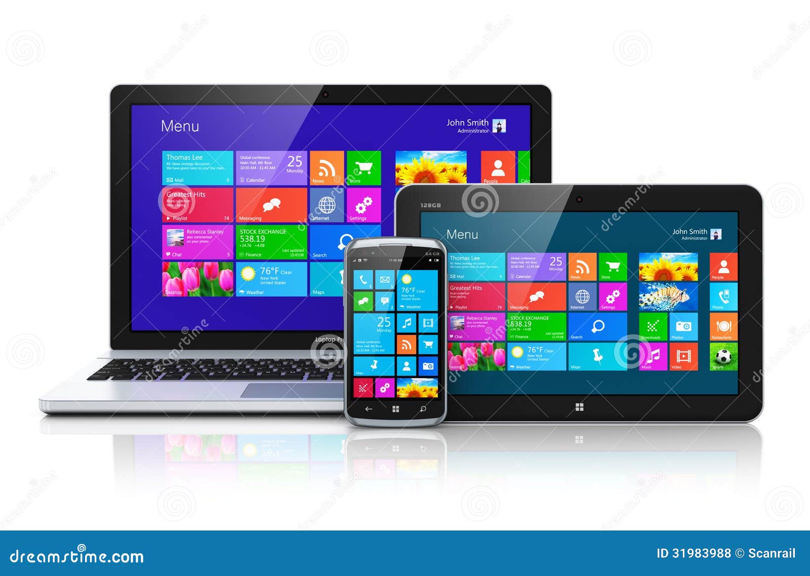 Mobile Devices with Touchscreen Interface Stock Illustration ...