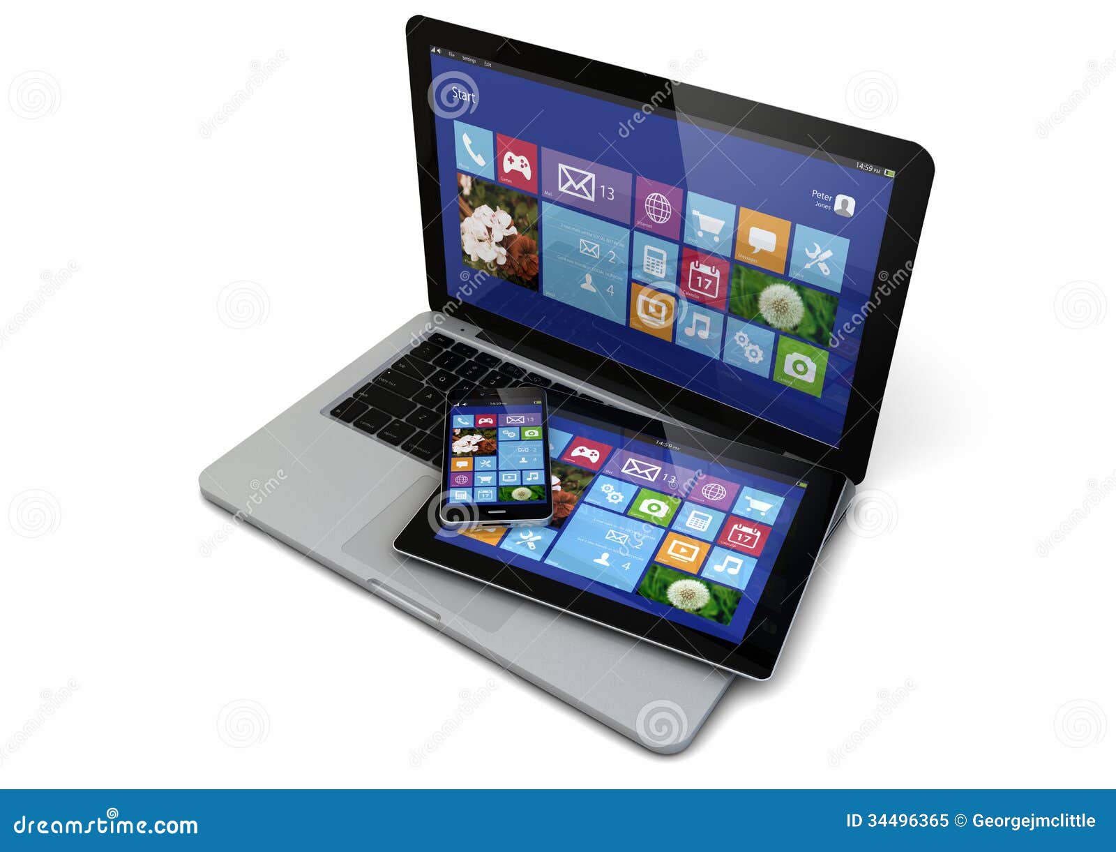 Mobile Devices with Touchscreen Interface Stock Illustration ...