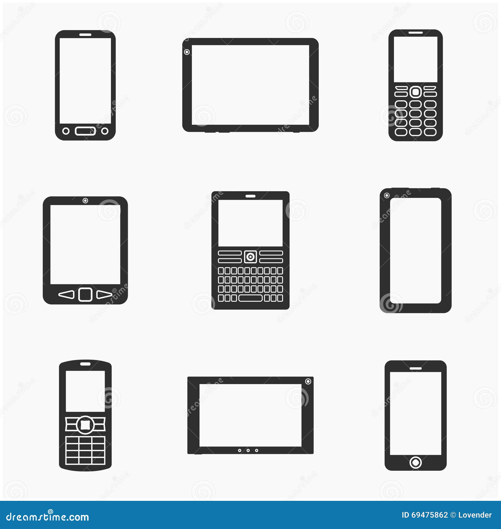 Mobile Devices Vector Silhouettes Set Stock Vector - Illustration of ...