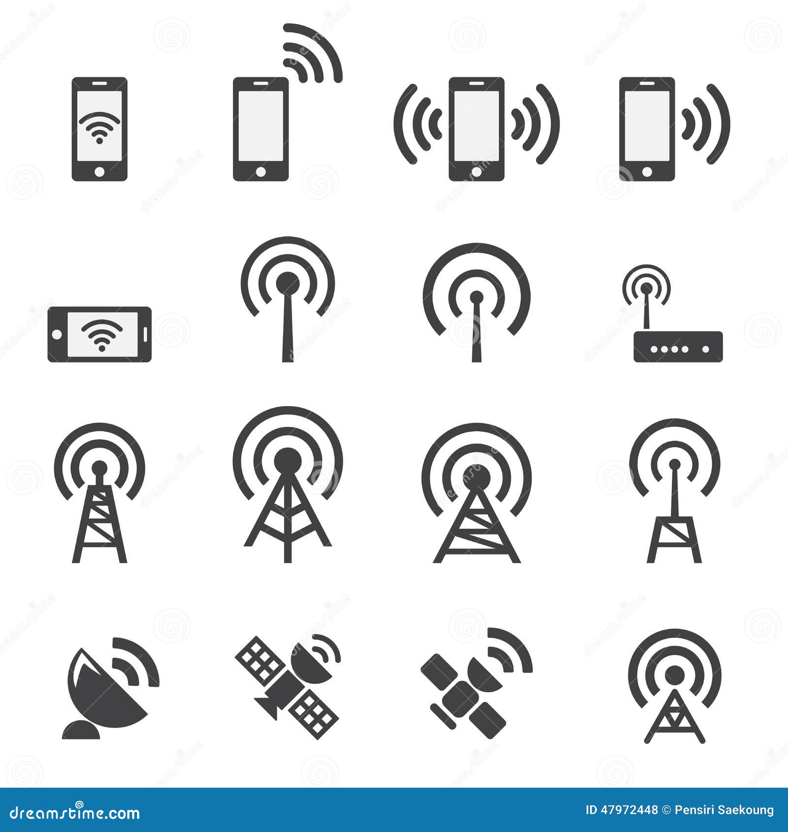 Mobile Devices and Wireless Icon Set Stock Vector - Illustration of ...