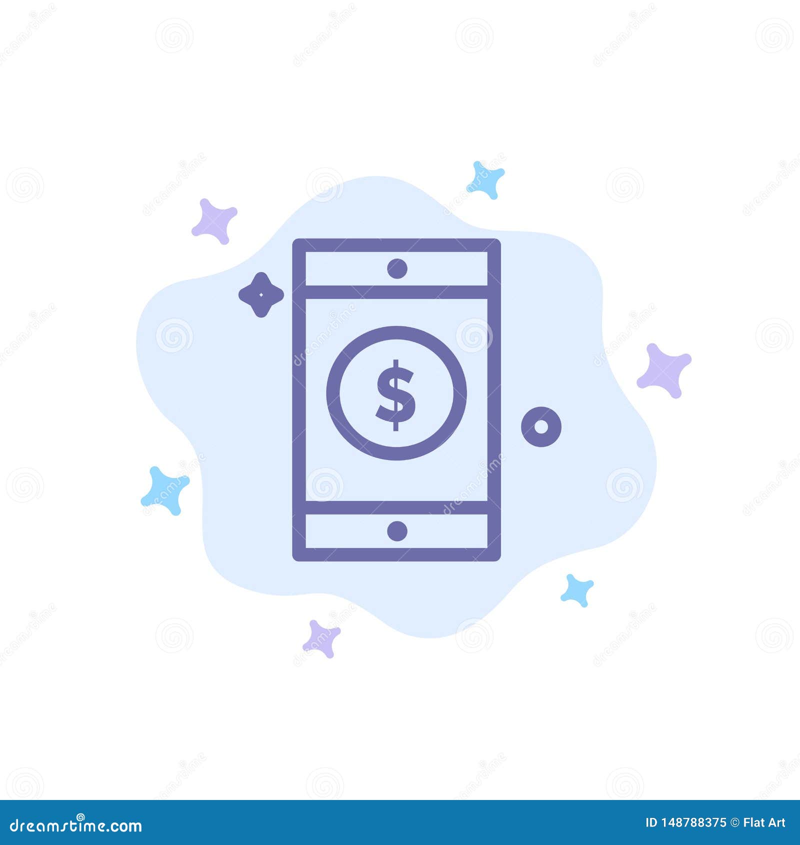 Mobile, Dollar, Sign Blue Icon on Abstract Cloud Background Stock ...