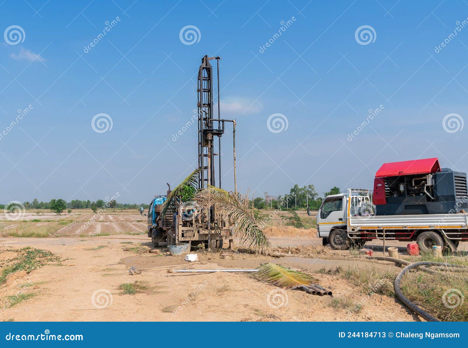 Mobile Drilling Machine for an Artesian Well and Generator Stock Image ...