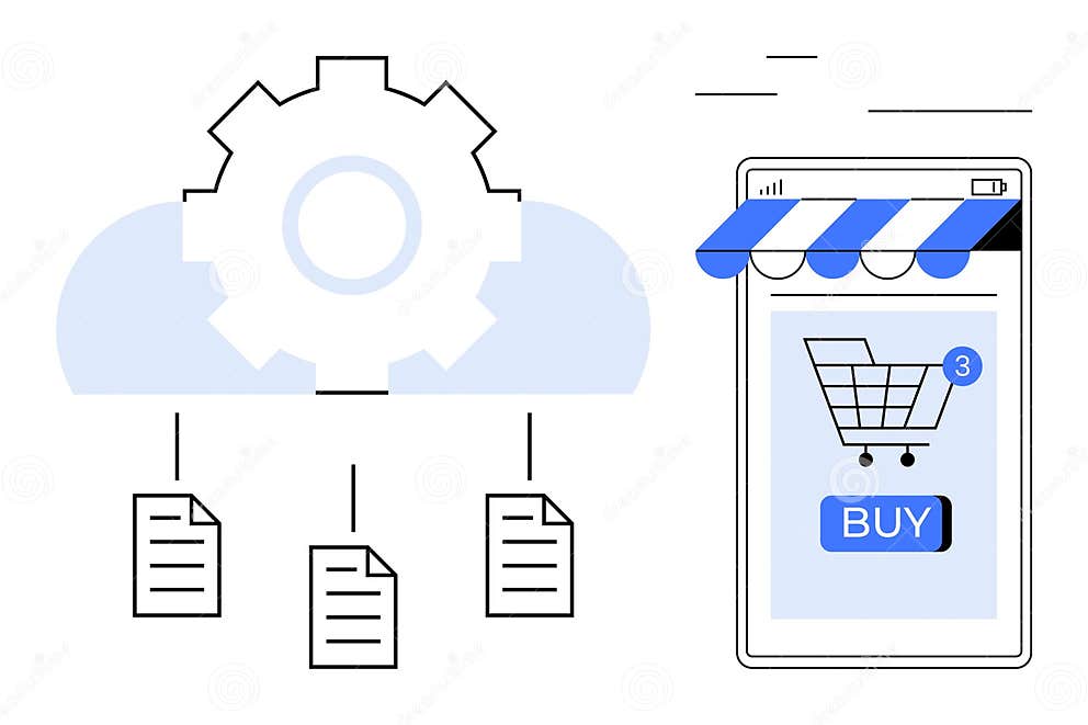 Mobile E-Commerce Solutions with Cloud Integration and Automation Processes Stock Illustration ...