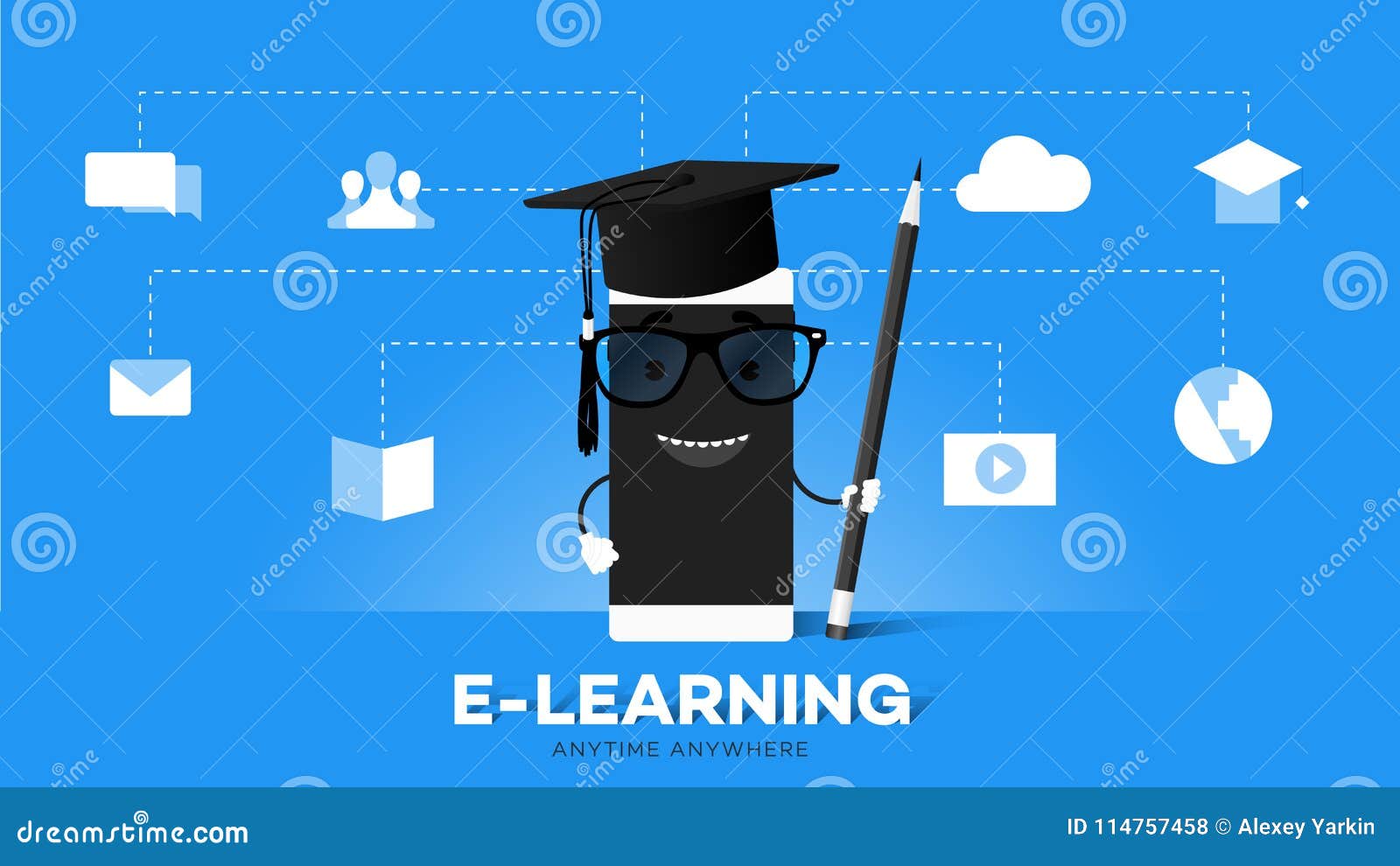 Mobile E-Laerning Conceptual Vector Illustration Online Education ...