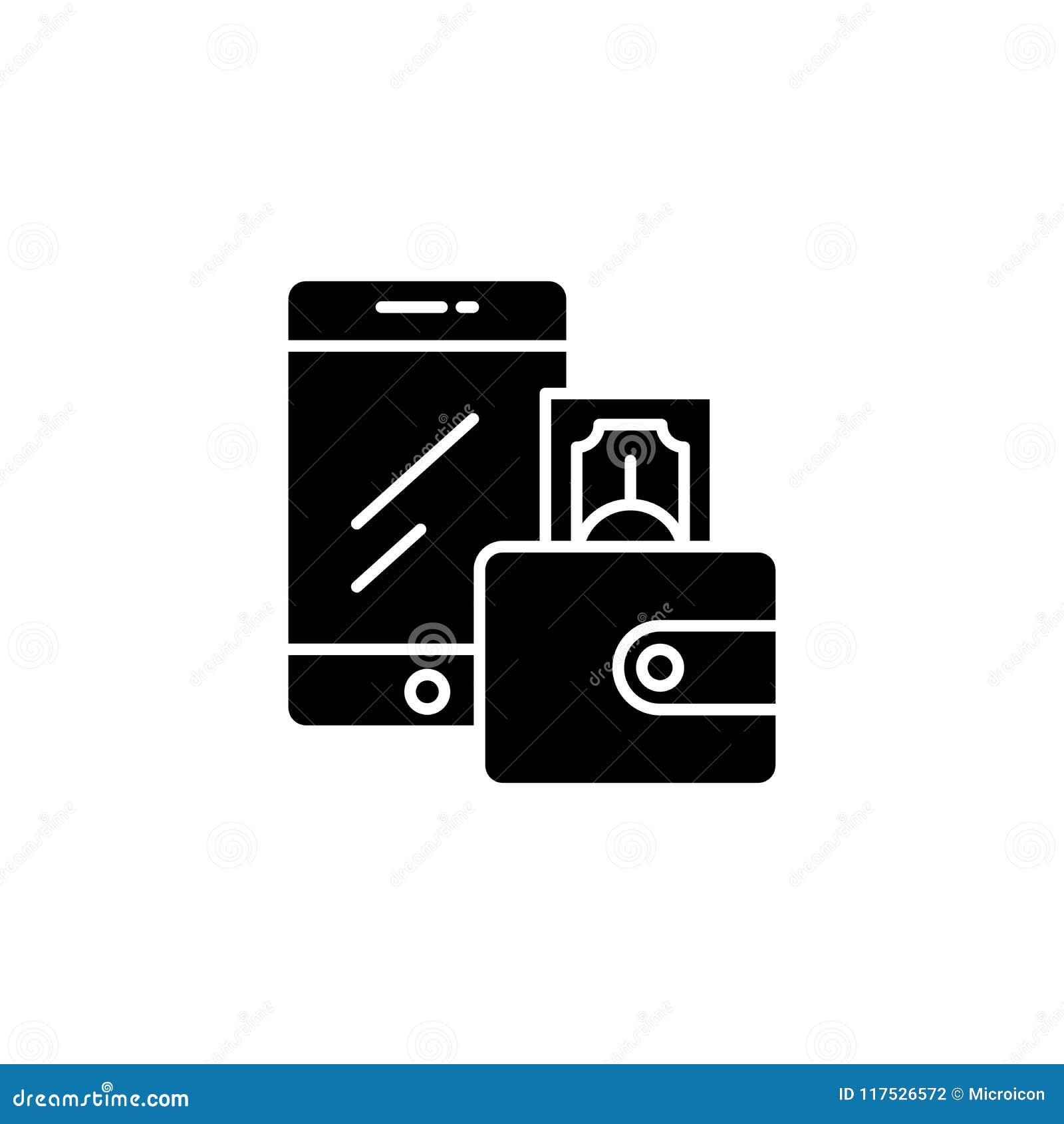 Mobile E-wallet Black Icon Concept. Mobile E-wallet Flat Vector Symbol ...