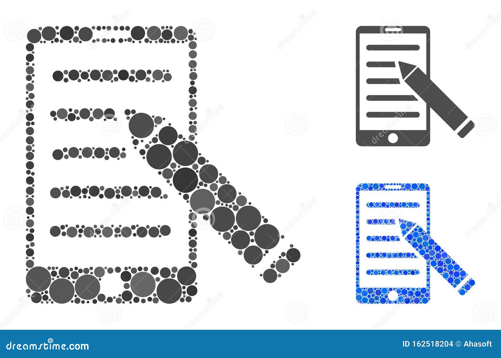 Mobile Edit Pencil Mosaic Icon of Round Dots Stock Vector ...
