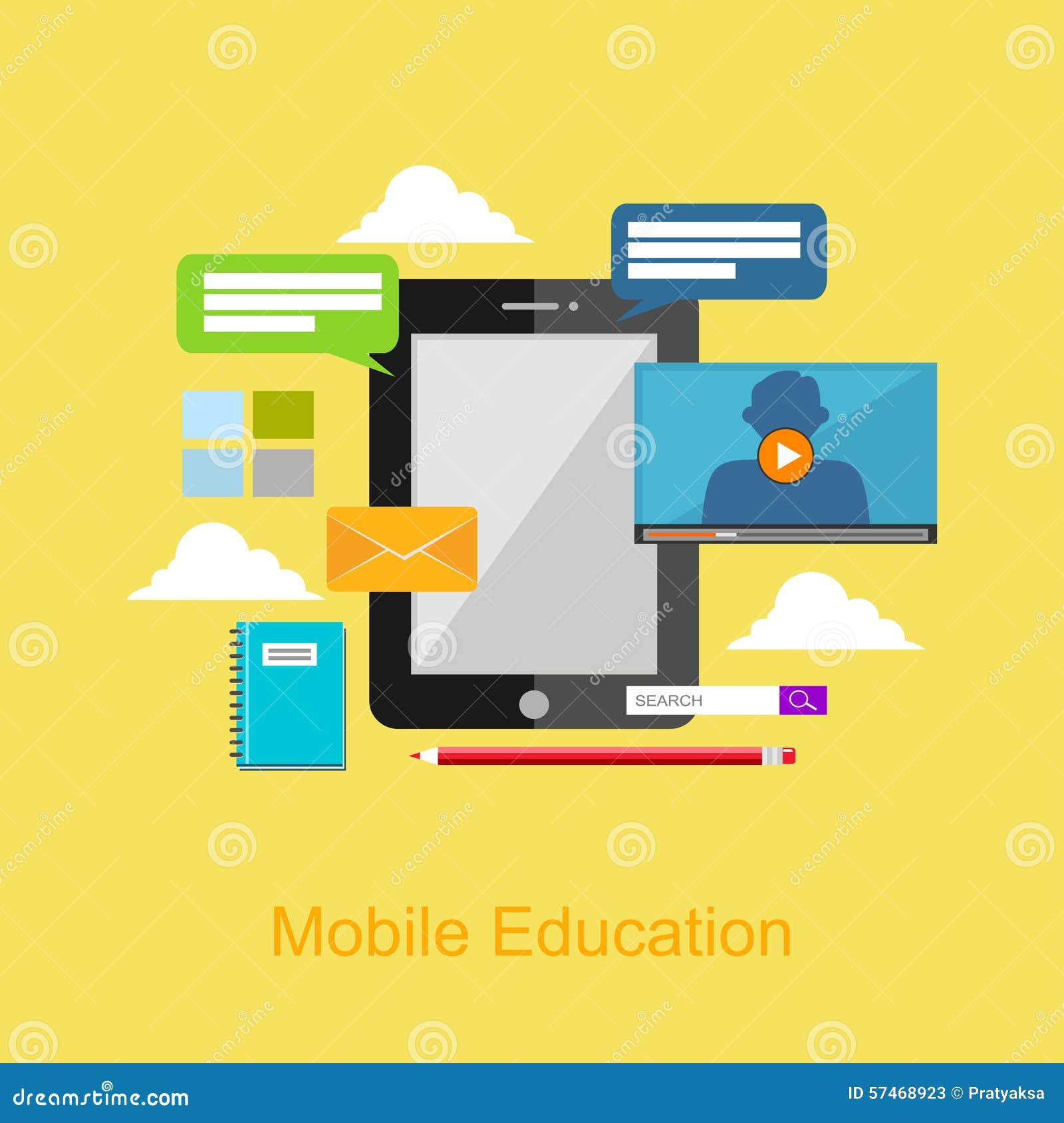 Mobile Education Illustration. Stock Vector - Illustration of digital ...
