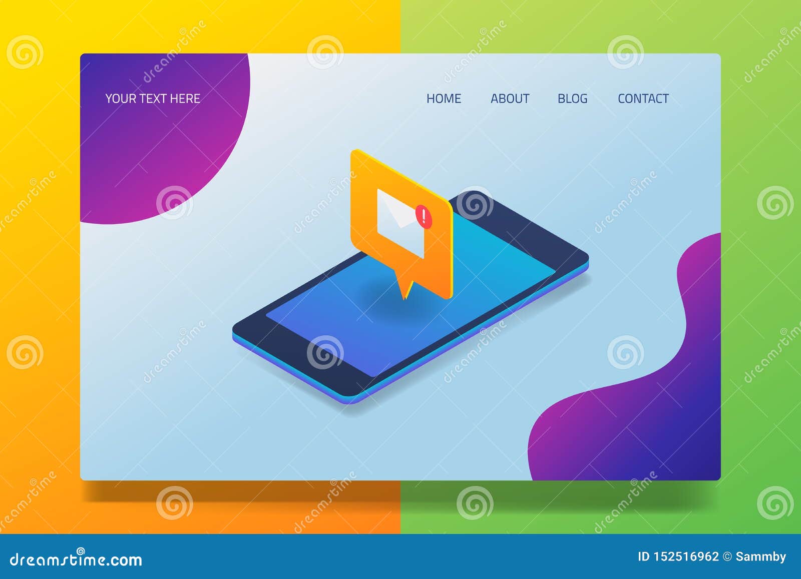 Mobile Email Notification, Isometric Design, 3d Style Concept, Web Page ...