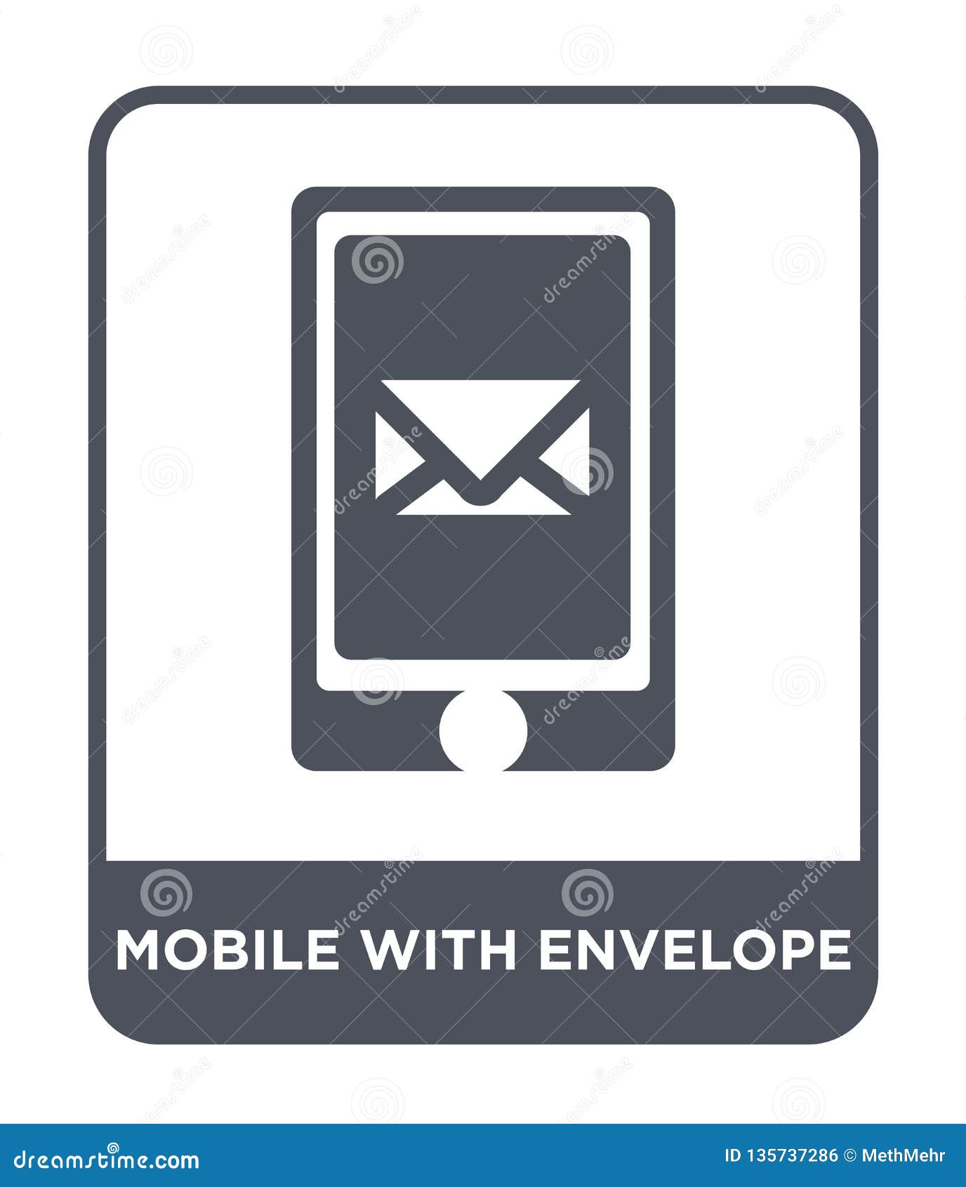 Mobile with Envelope Icon in Trendy Design Style. Mobile with Envelope ...