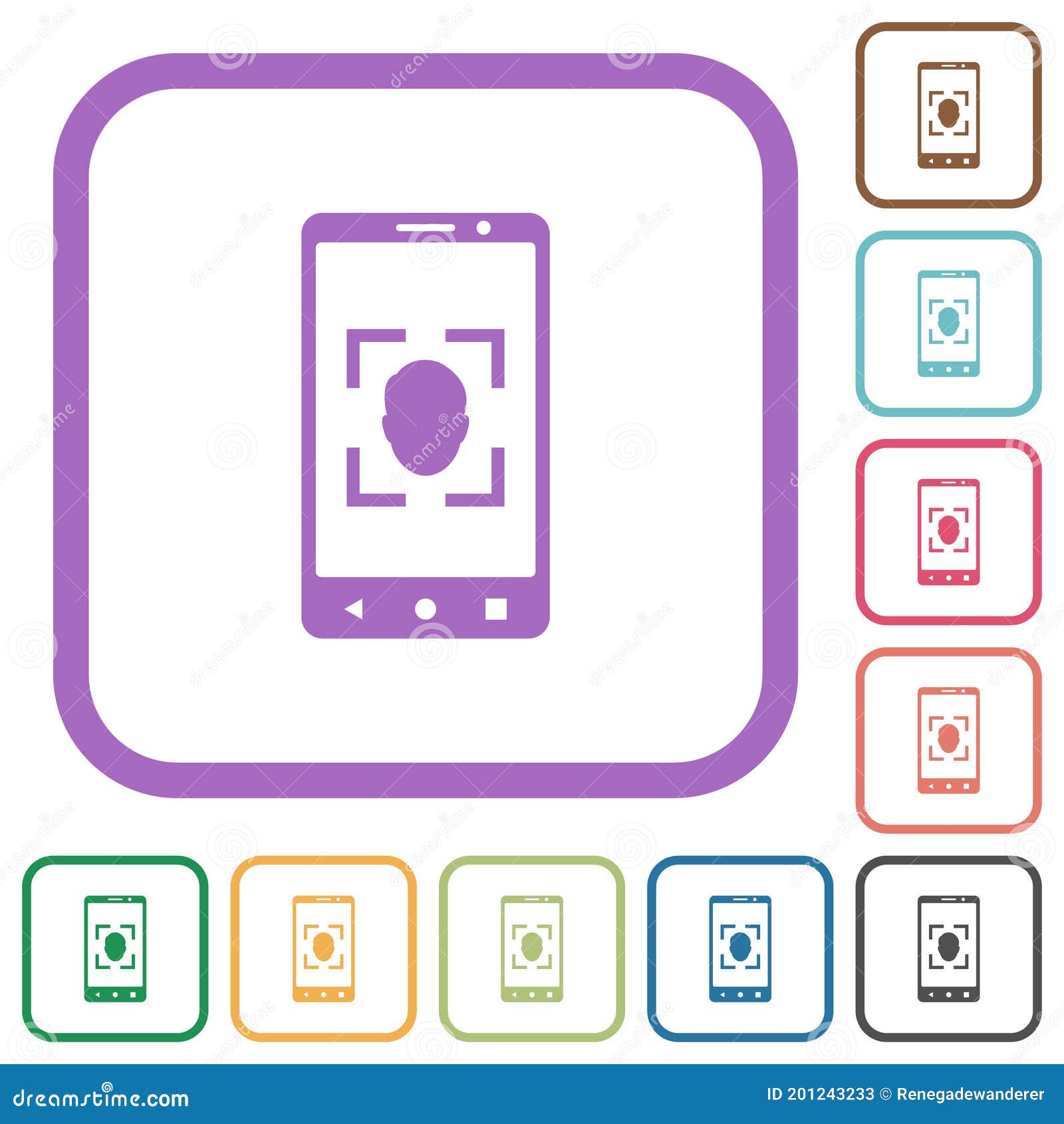 Mobile Face Detection Icon Cartoon Vector | CartoonDealer.com #221752487