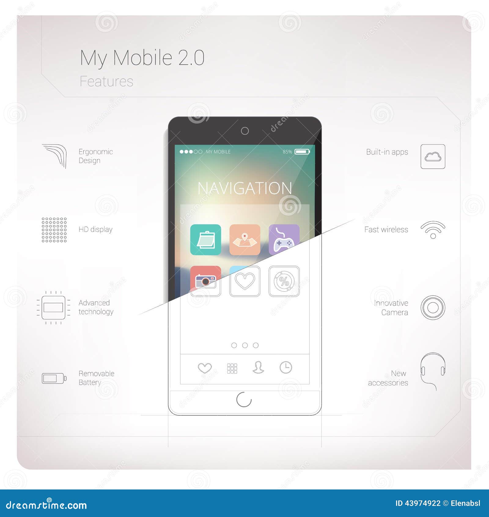 Mobile features stock vector. Illustration of innovative - 43974922