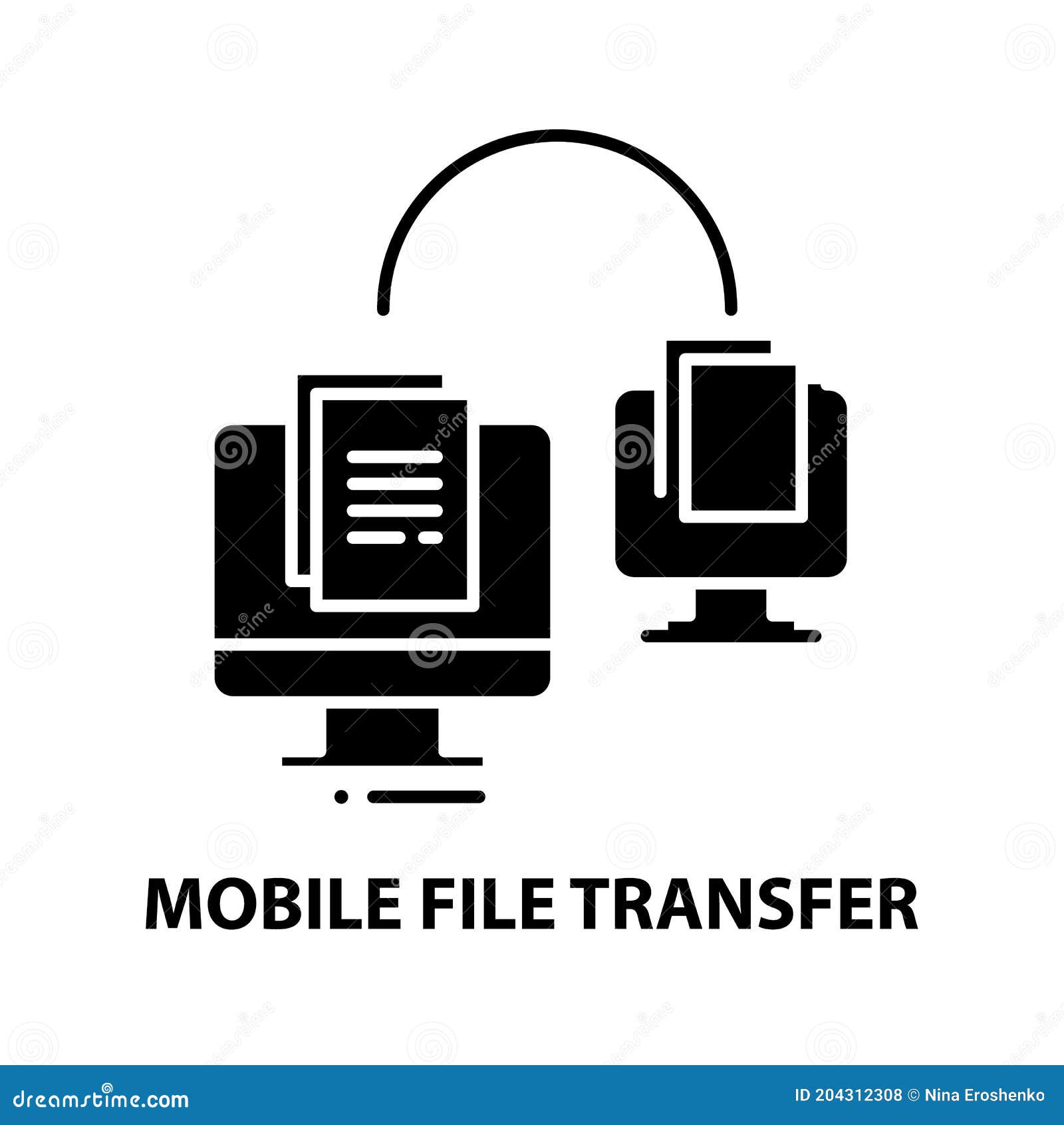 Mobile File Transfer Symbol Icon, Black Vector Sign with Editable ...