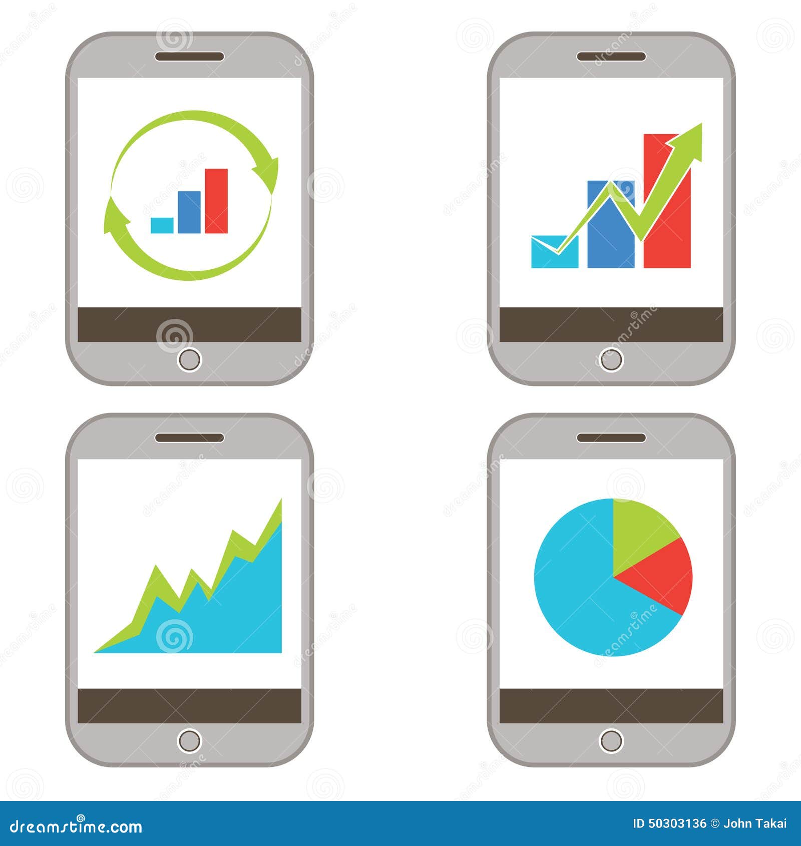 Mobile Finance Charts Icon stock vector. Illustration of white - 50303136