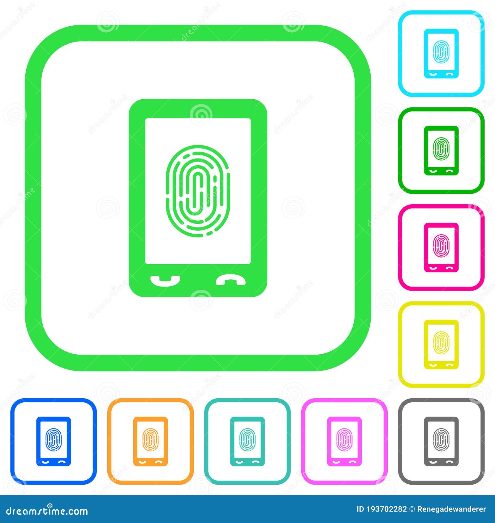 Mobile Fingerprint Identification Vivid Colored Flat Icons Stock ... Mobile Fingerprint Identification Vivid Colored Flat Icons Stock ...