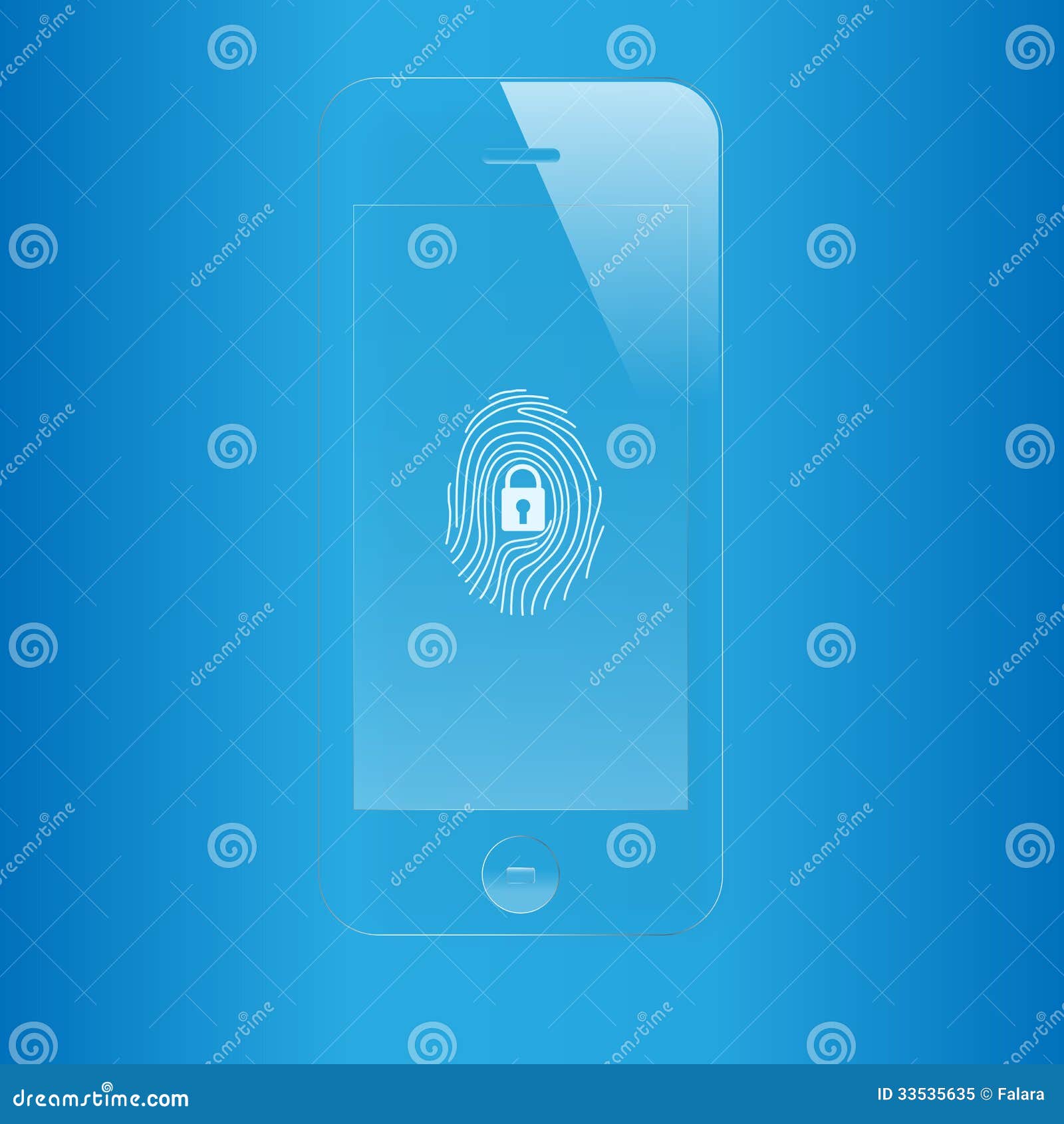 Mobile Fingerprint Identification Icons With Shadows And Outlines ...