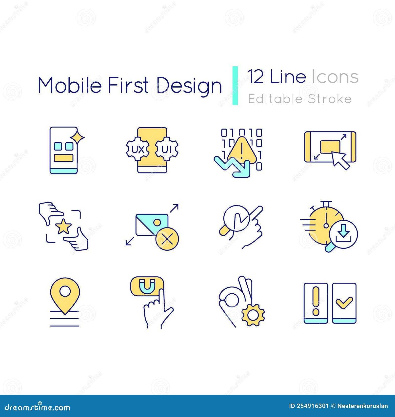 Mobile First Design RGB Color Icons Set Stock Vector - Illustration of ...