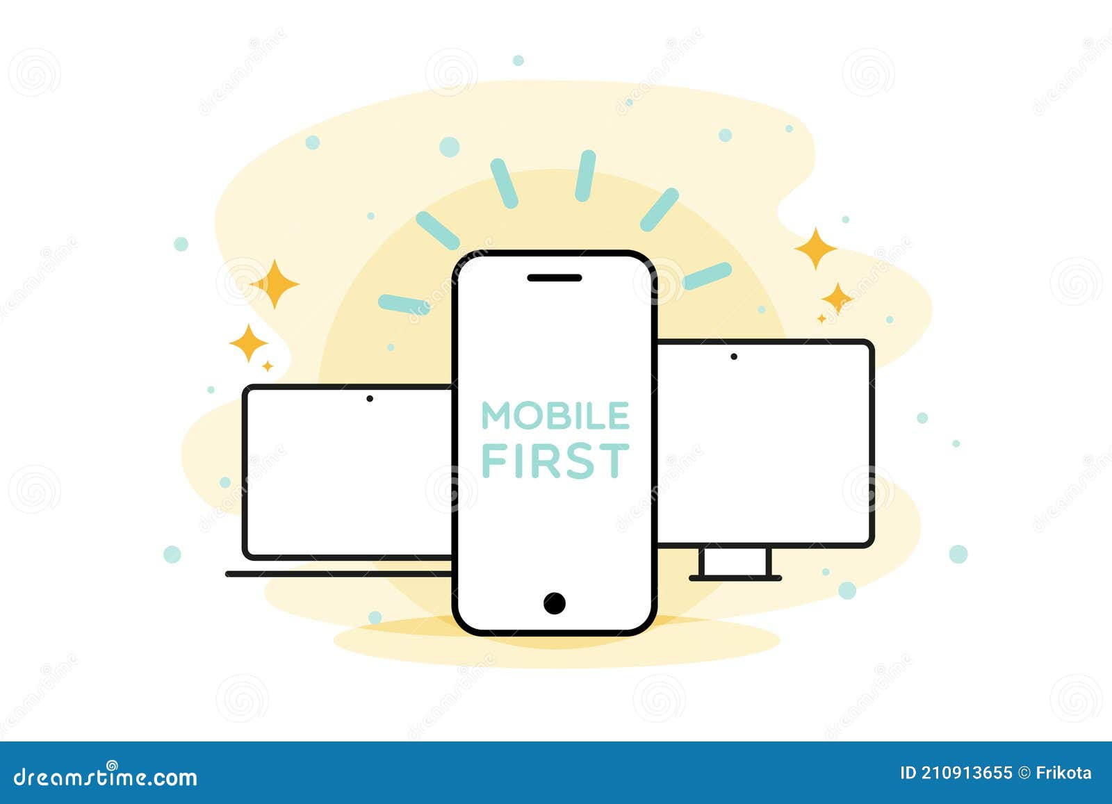 Mobile First. Smartphone, Desktop Computer and Laptop Icons. Responsive ...