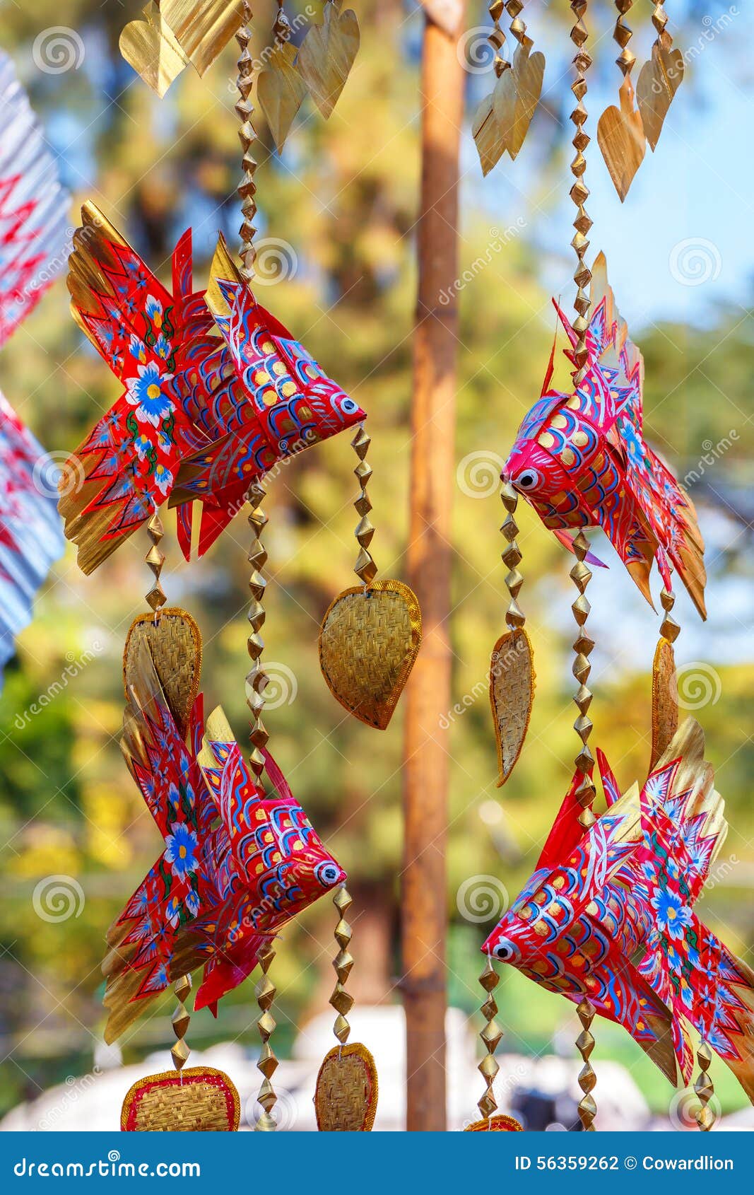 Mobile Fish Made with Palm Leaf Stock Photo - Image of thailand, mobile ...